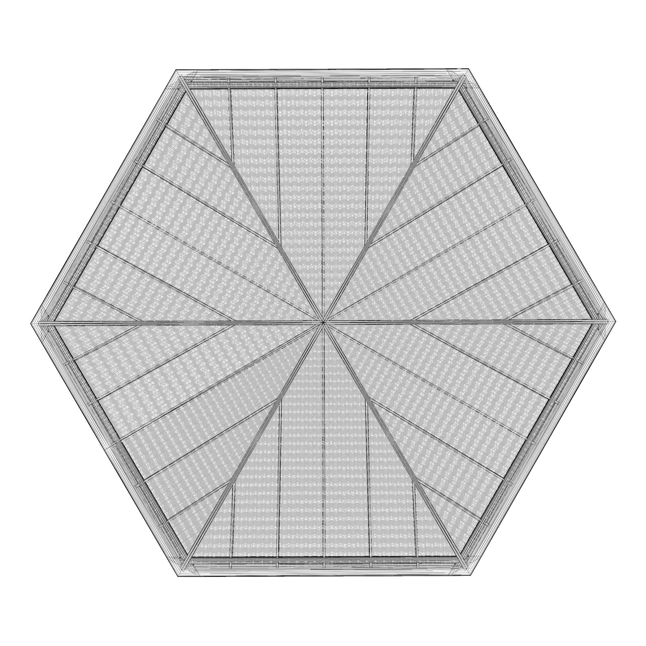 Hexagon roof with clay tile 3D model | CGTrader