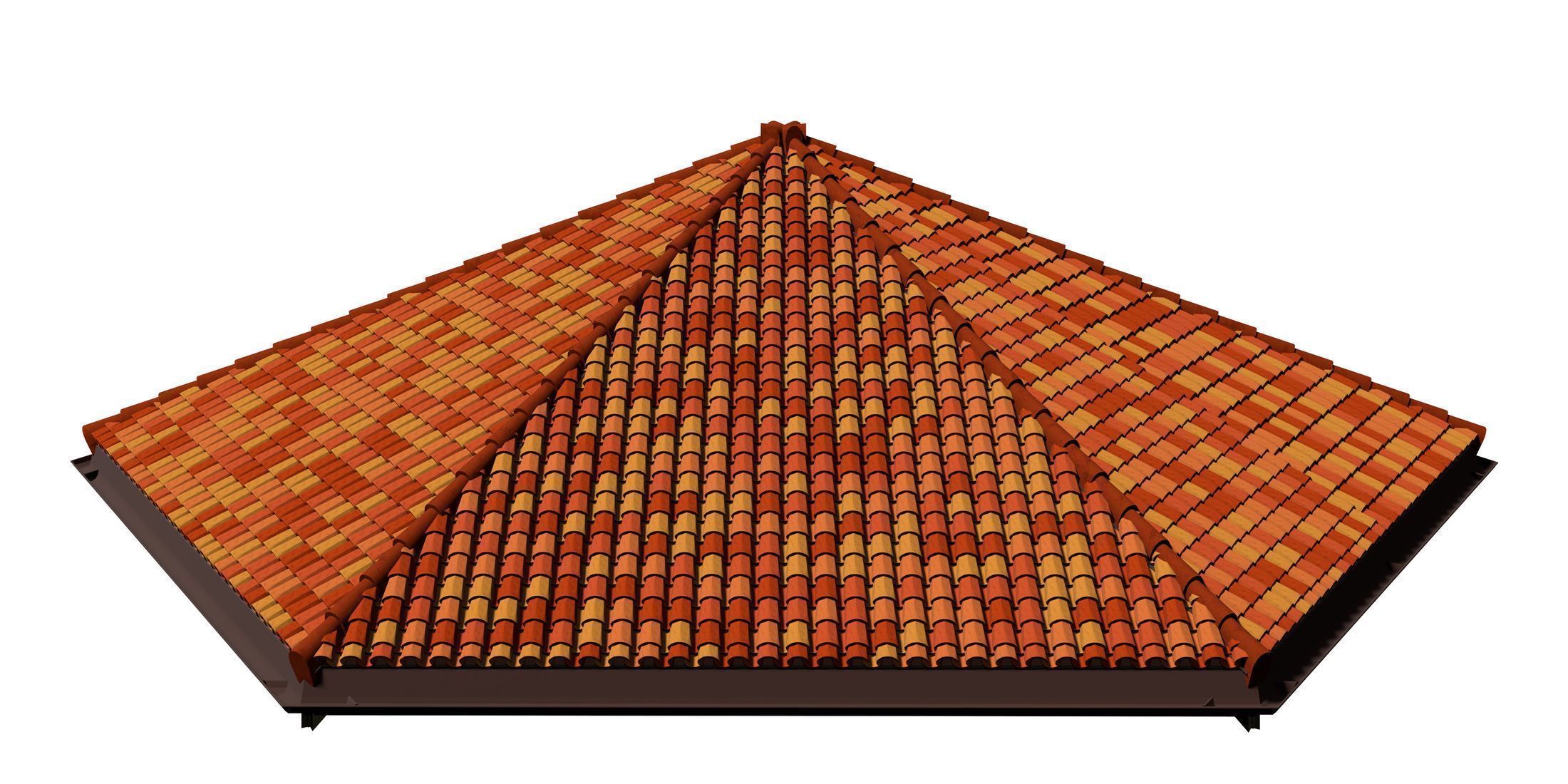 Hexagon roof with clay tile 3D model | CGTrader