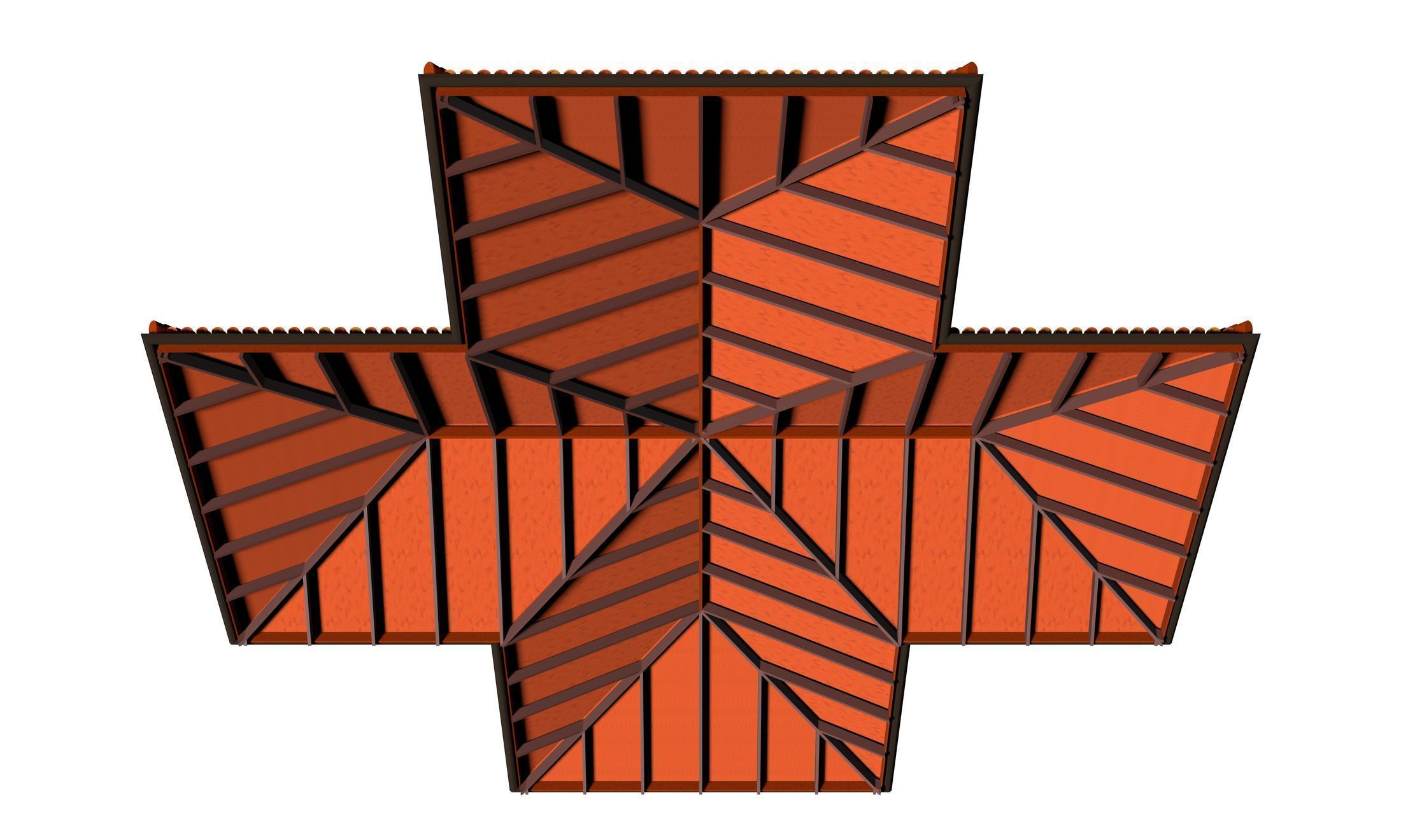 Cross roof with clay tile 3D model | CGTrader