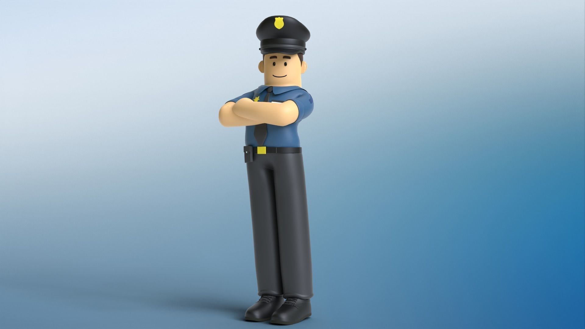 Minimal Cop Cartoon Character 3D model rigged | CGTrader