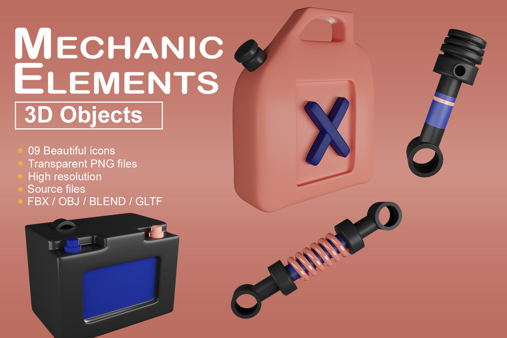 Mechanic Elements 3D icon bundle 3D model | CGTrader