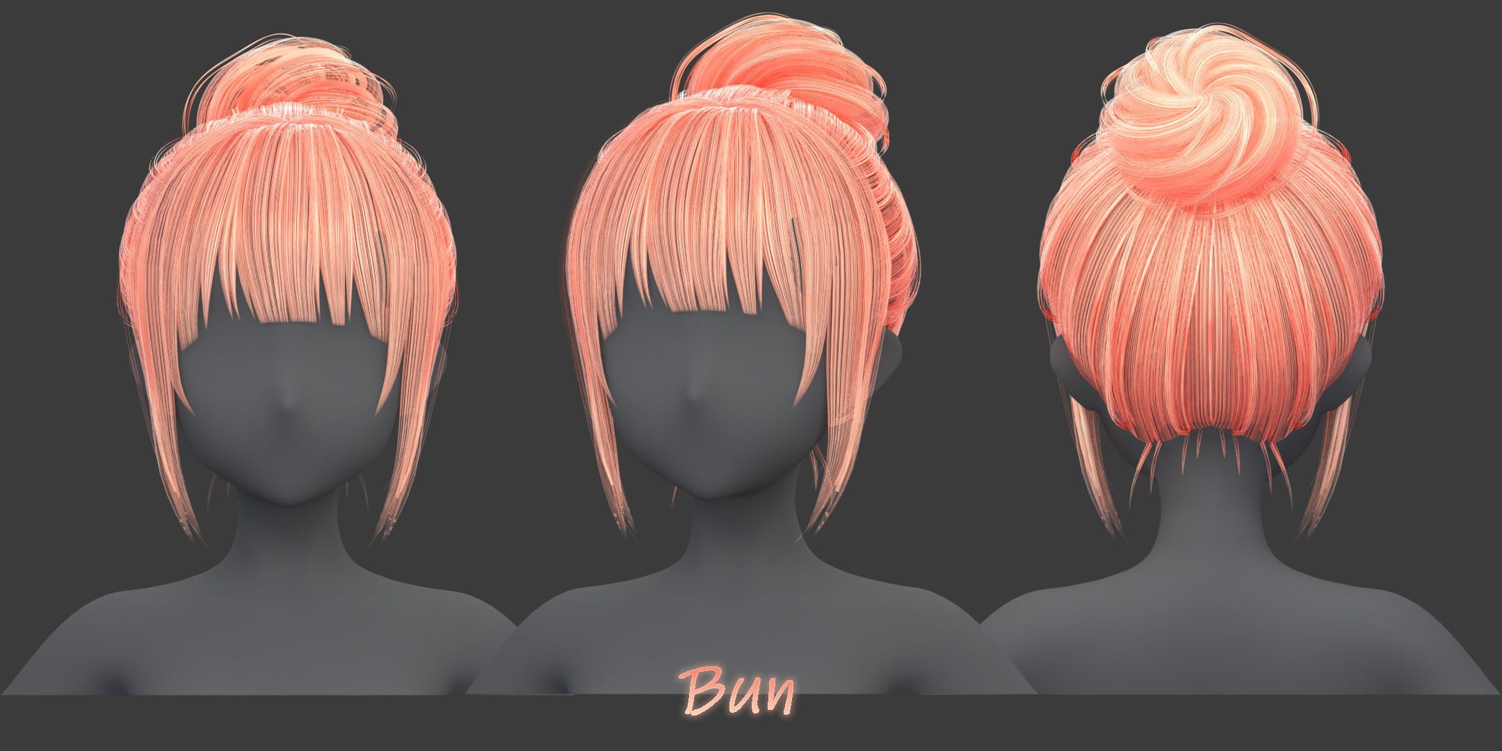 3D model Poly Hairstyle pack-12 types of Hairstyles-obj-fbx-blend files ...