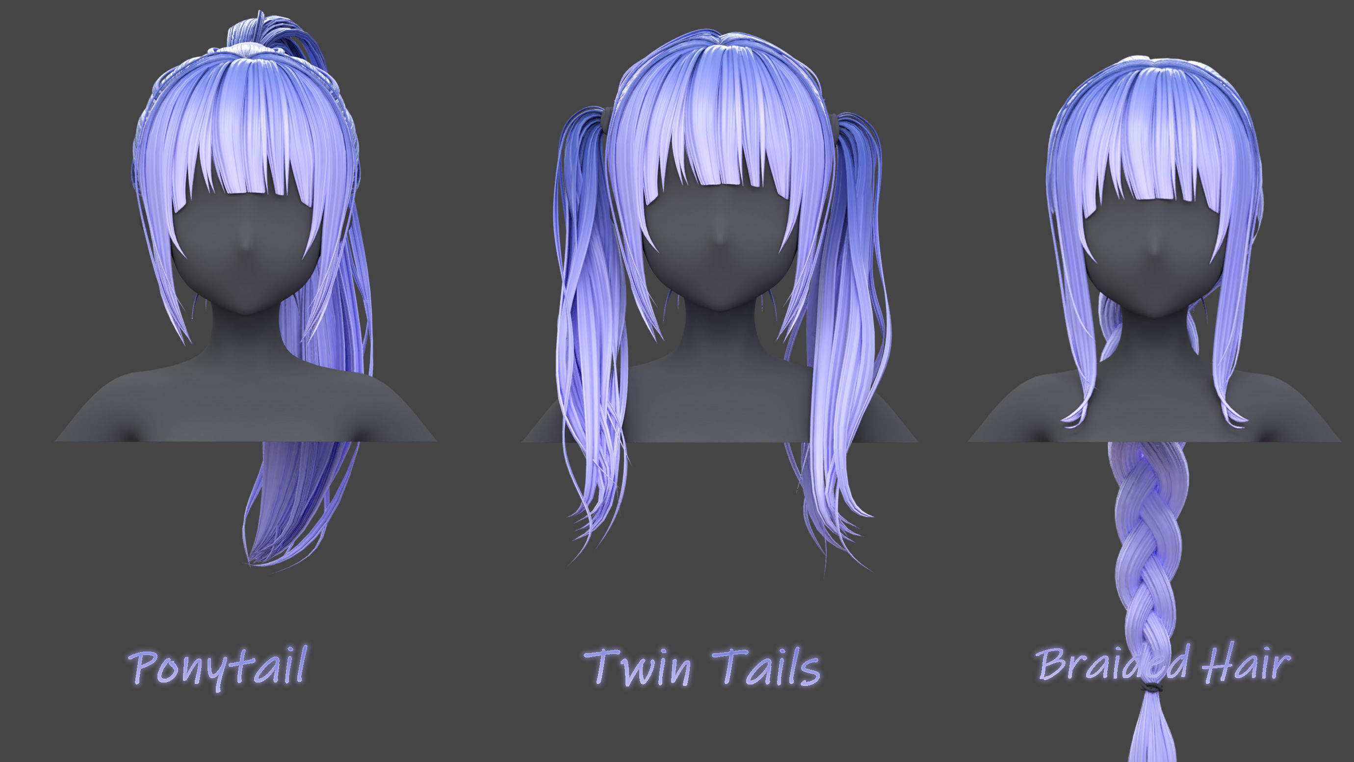 3D model Poly Hairstyle pack-12 types of Hairstyles-obj-fbx-blend files ...