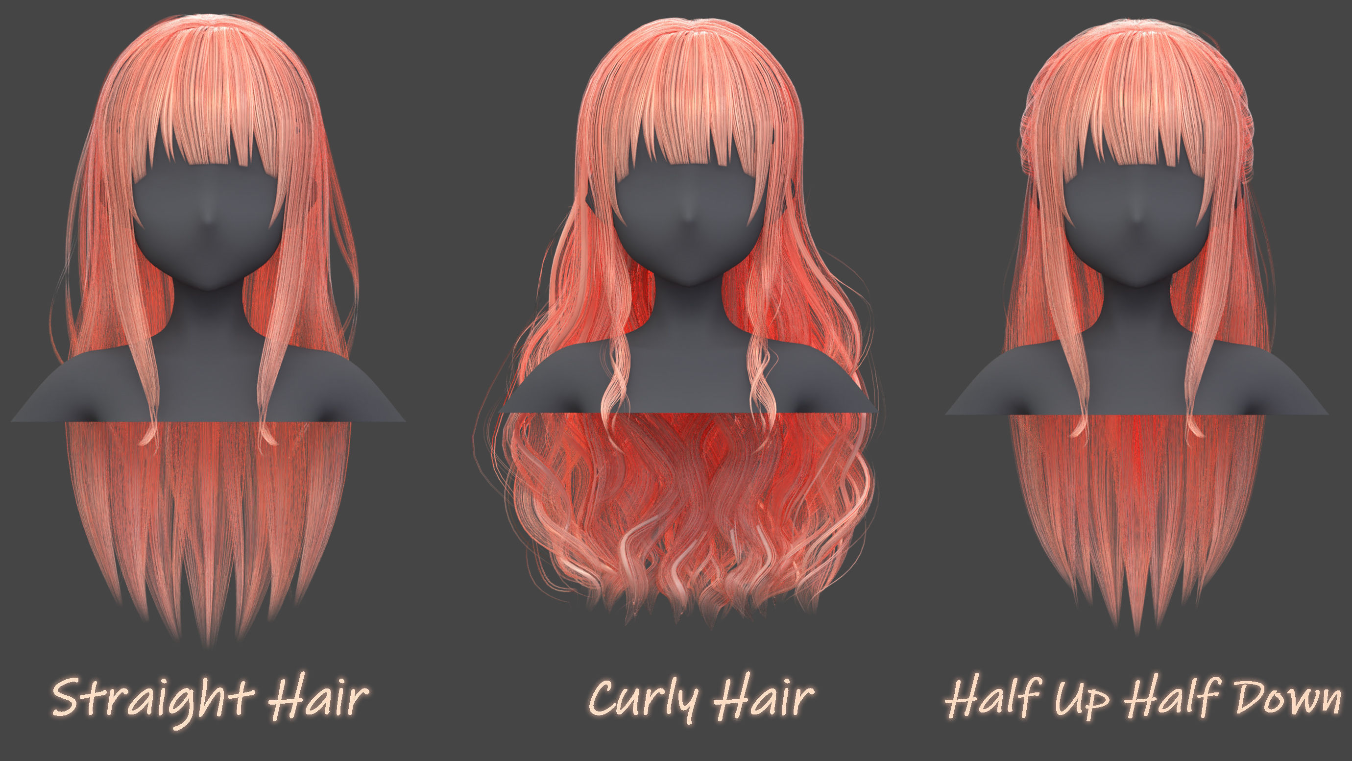 3D model Poly Hairstyle pack-12 types of Hairstyles-obj-fbx-blend files ...