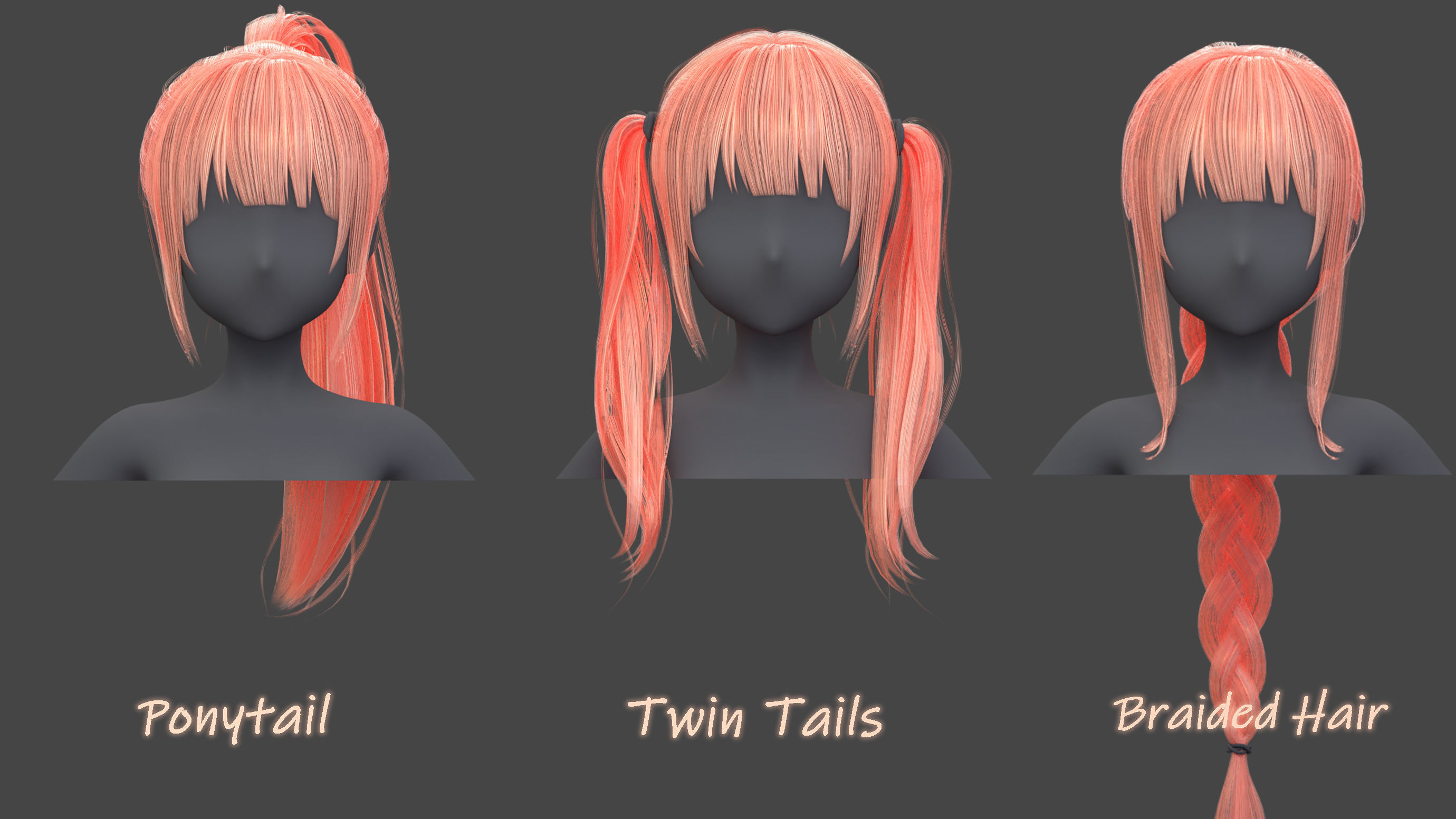 3D model Poly Hairstyle pack-12 types of Hairstyles-obj-fbx-blend files ...
