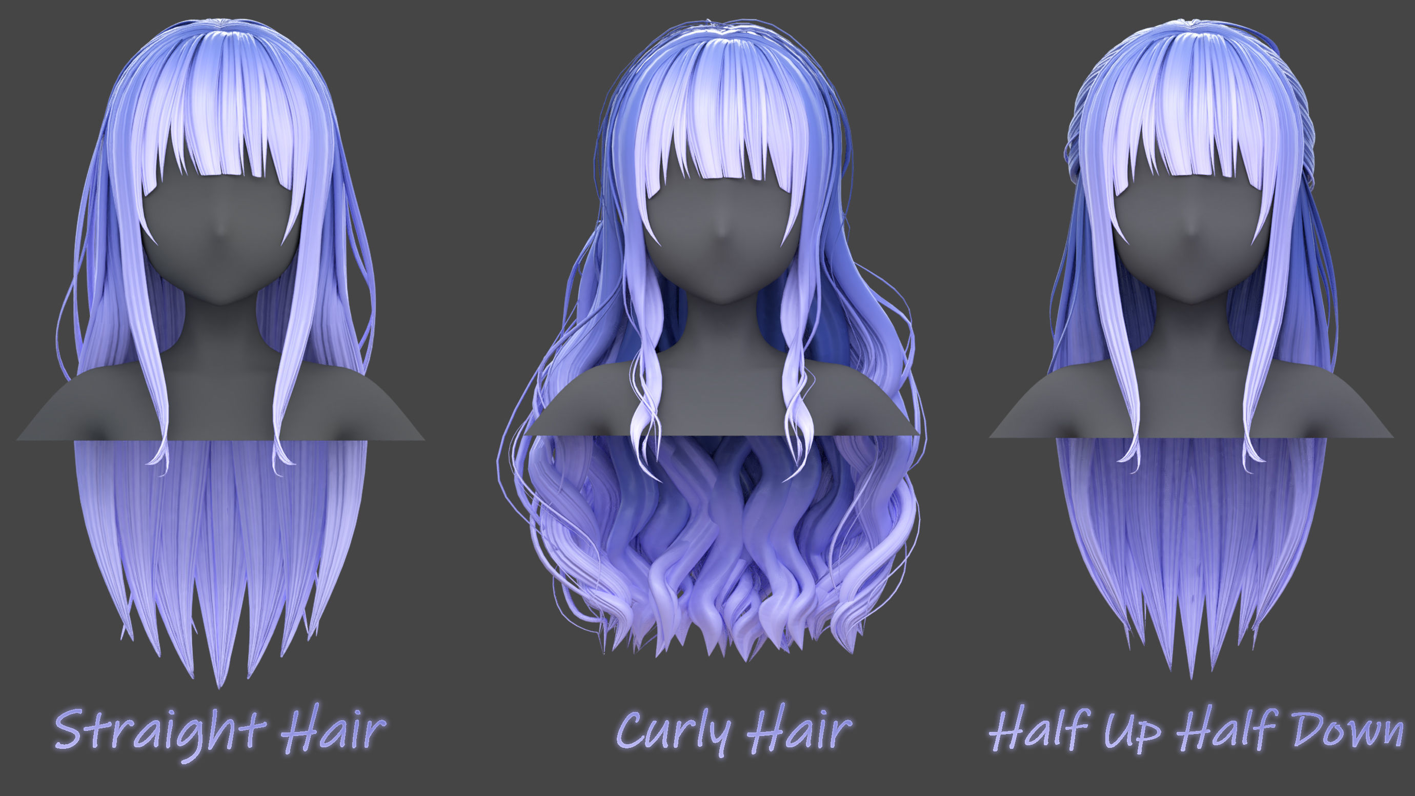 3D model Poly Hairstyle pack-12 types of Hairstyles-obj-fbx-blend files ...