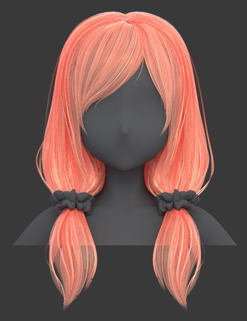 3D model 5 types of bangs-poly hairstyle VR / AR / low-poly | CGTrader