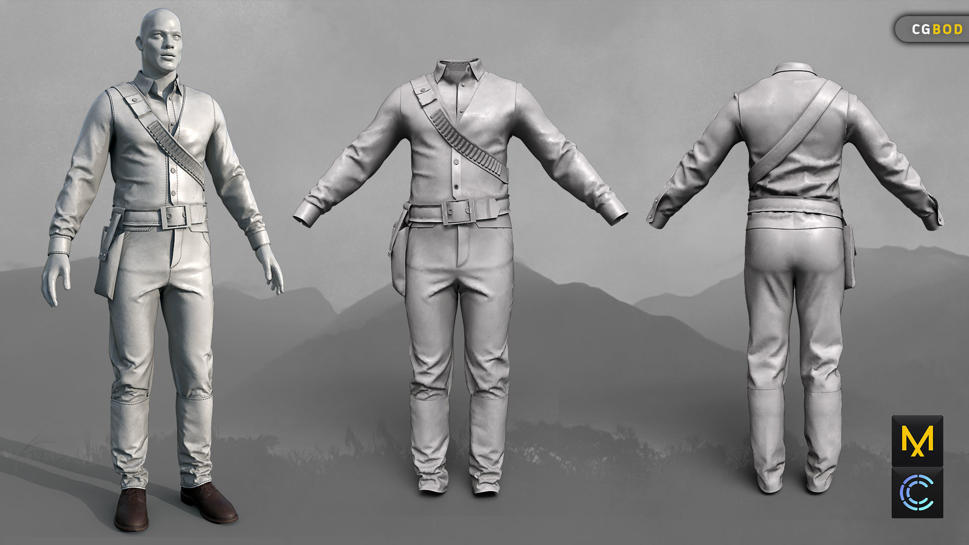 Western male Outfit 3D model | CGTrader