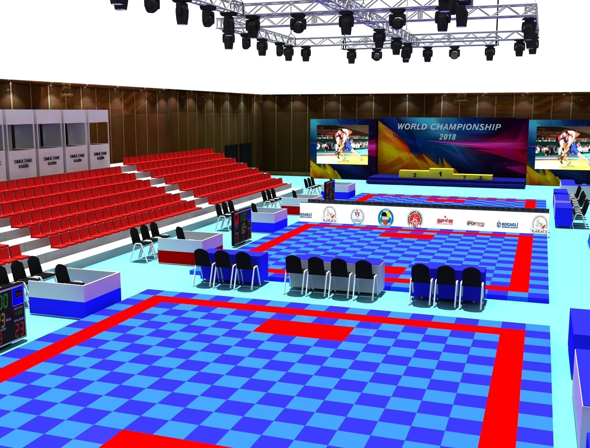 Wrestle Sports Arena 01 3D model | CGTrader