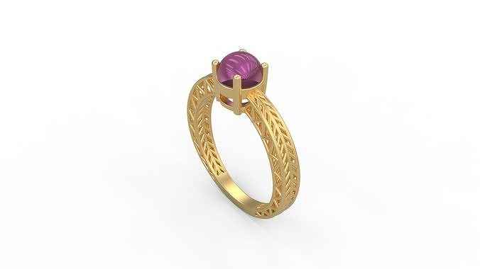 Woman Solitaire Ring 672 3D model 3D printable | CGTrader