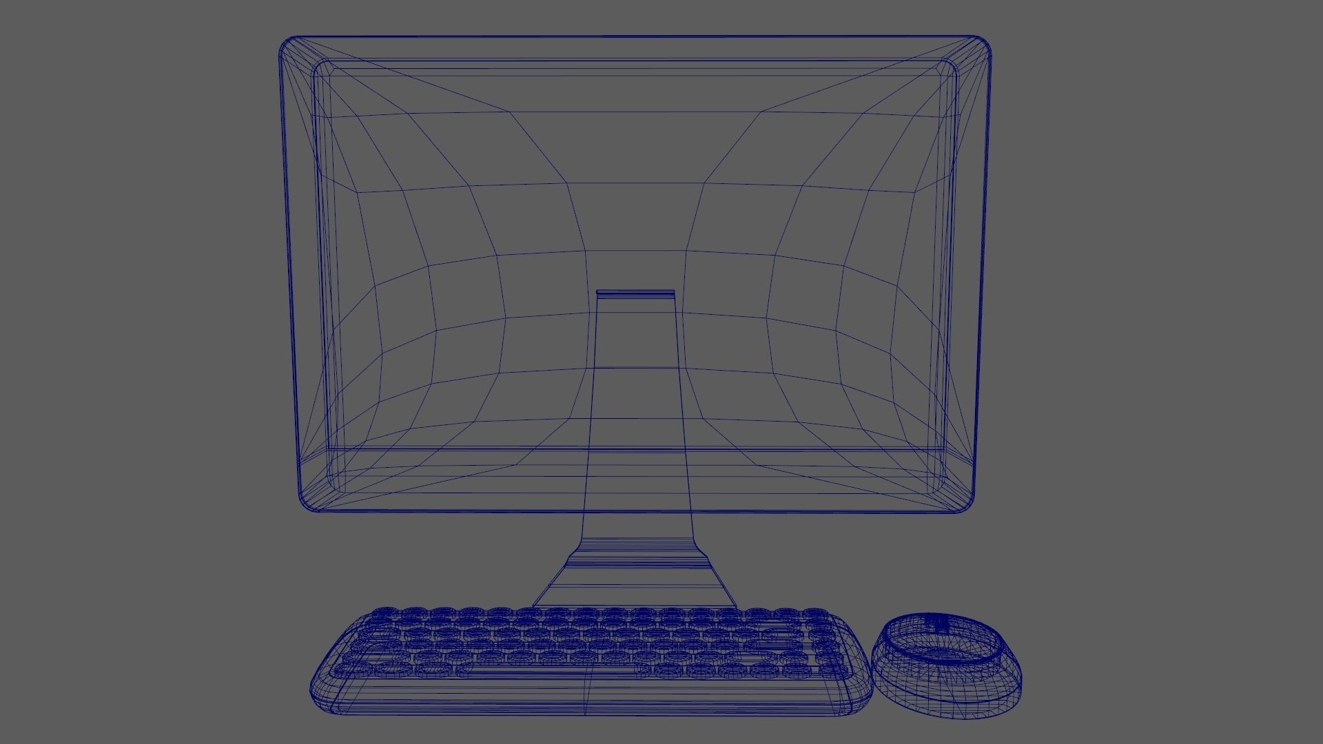 Sweet Pc Set Monitor Keyboard Mouse Night Blue Version 3D model | CGTrader