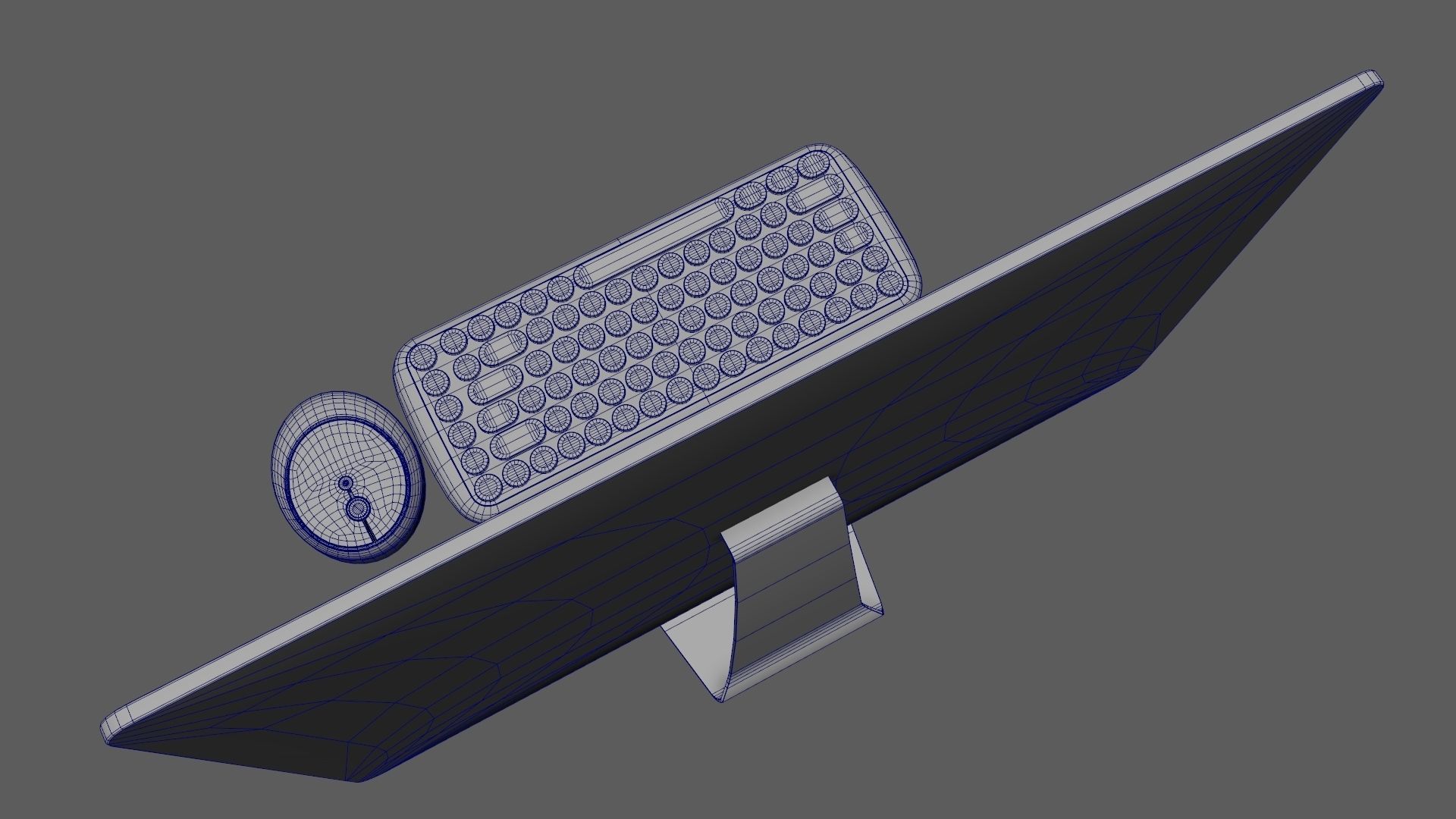 Sweet Pc Set Monitor Keyboard Mouse Night Blue Version 3D model | CGTrader