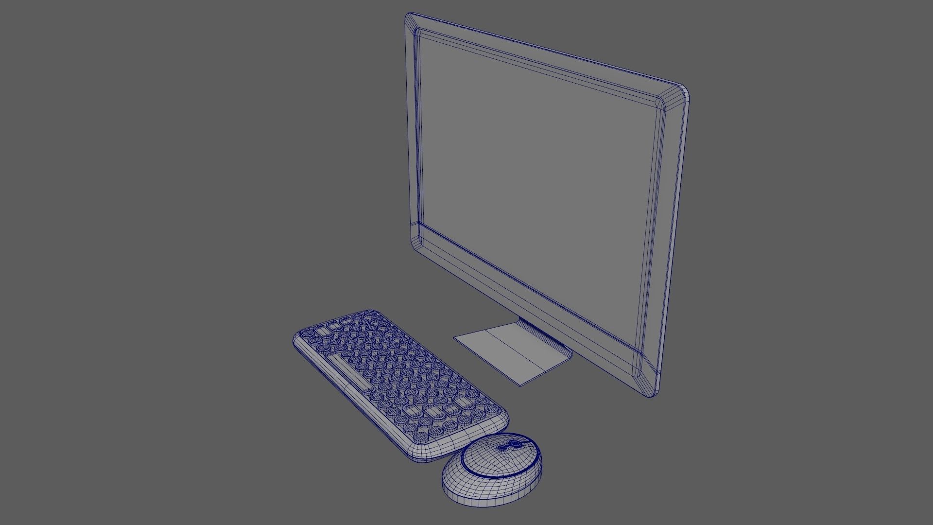 Sweet Pc Set Monitor Keyboard Mouse Night Blue Version 3D model | CGTrader