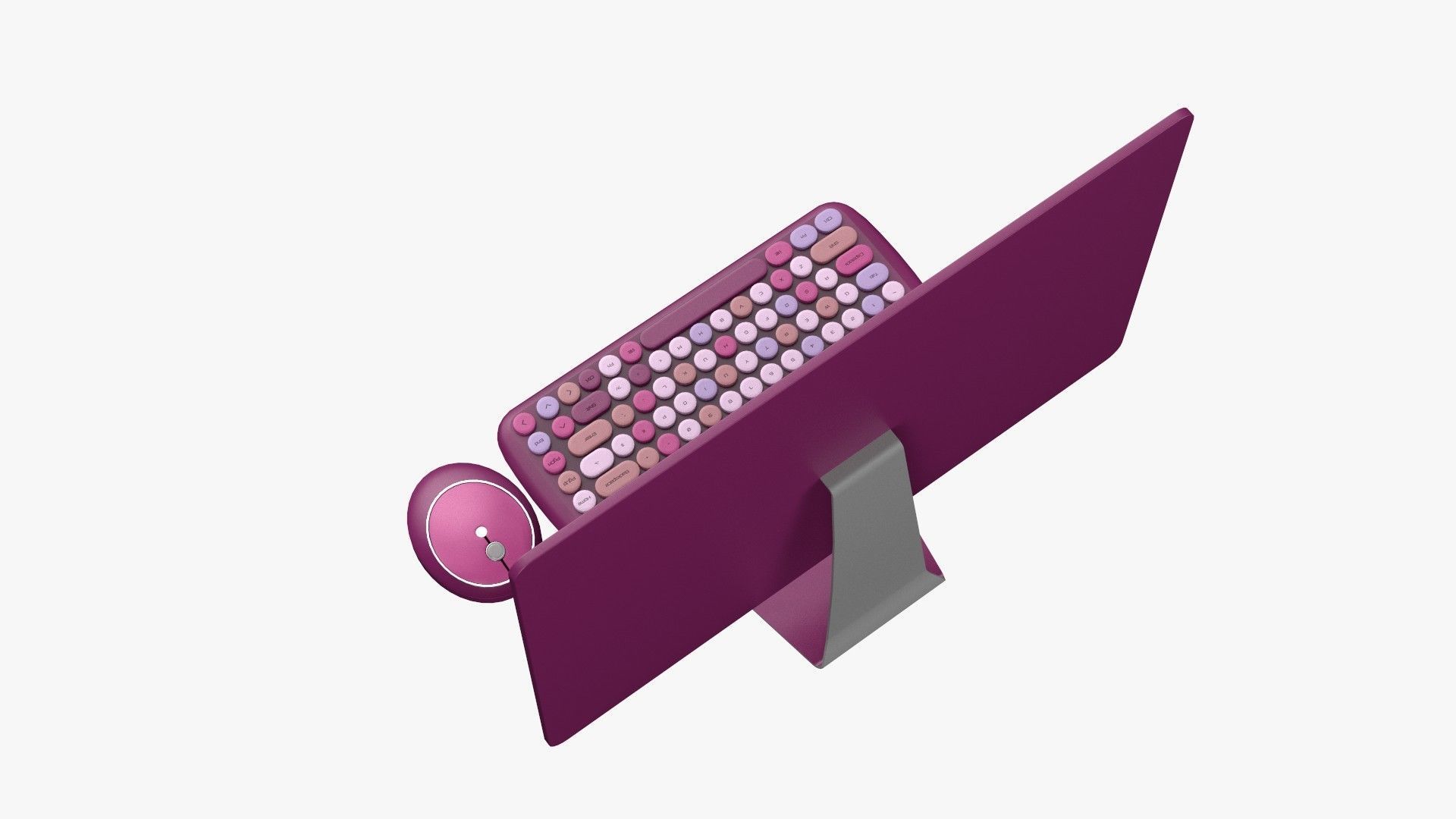 Sweet Pc Set Monitor Keyboard Mouse Candy Pink Version 3D model | CGTrader