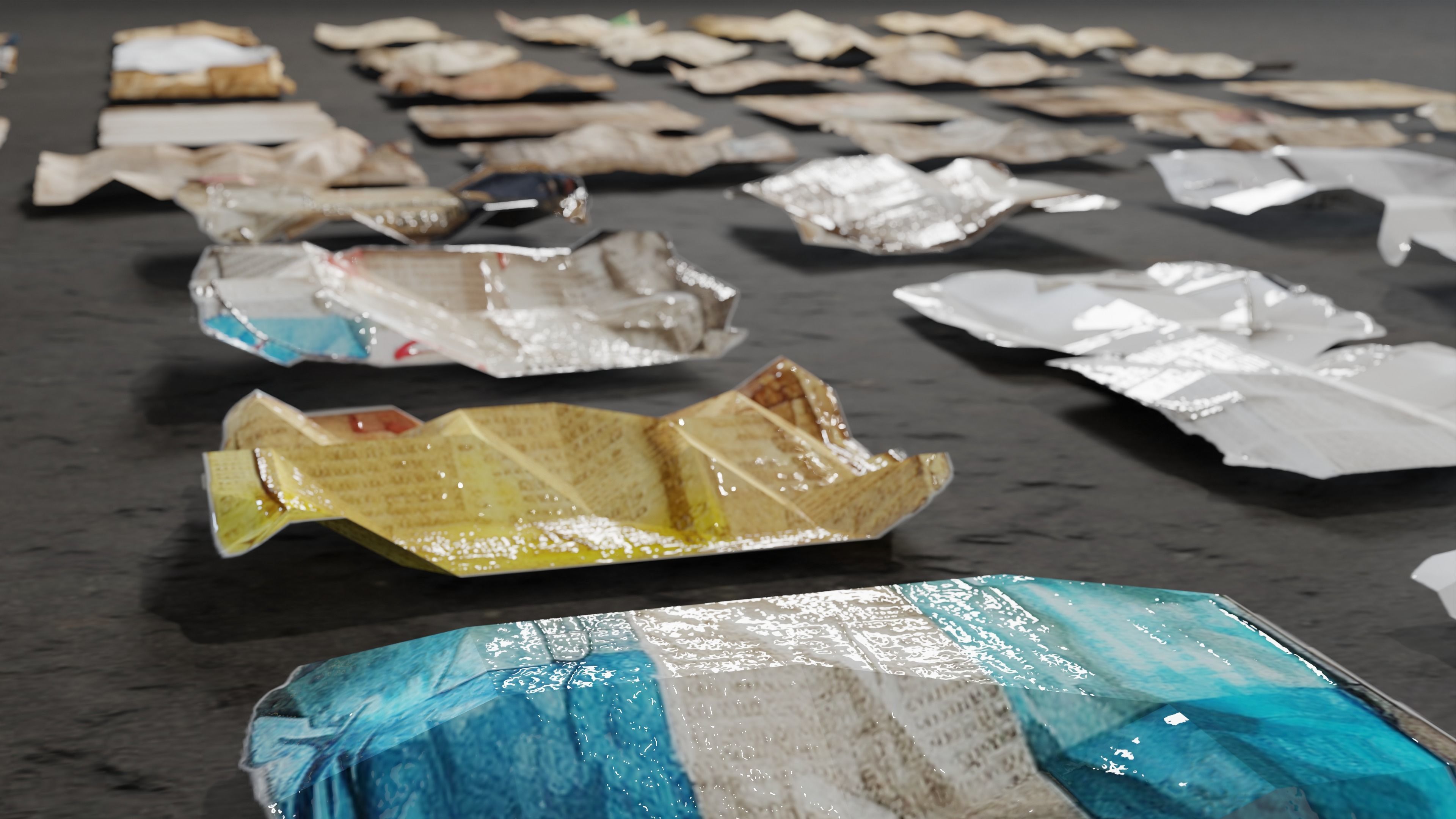 3D model Low Poly Trash Papers and packages set VR / AR / low-poly ...