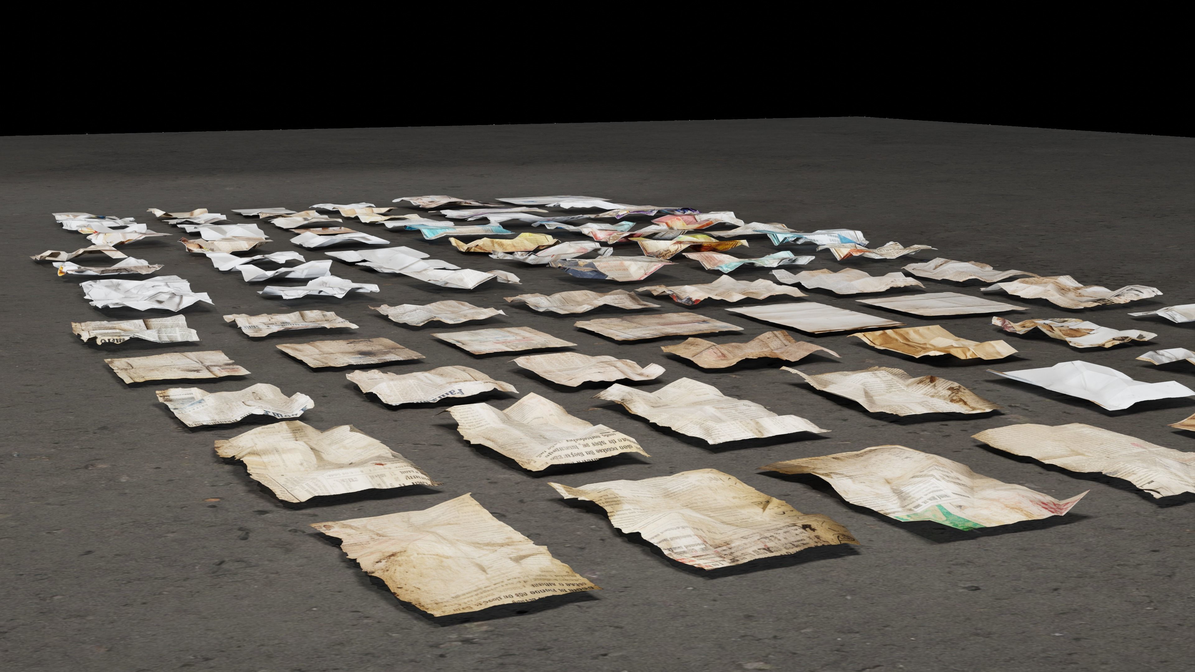 3D model Low Poly Trash Papers and packages set VR / AR / low-poly ...