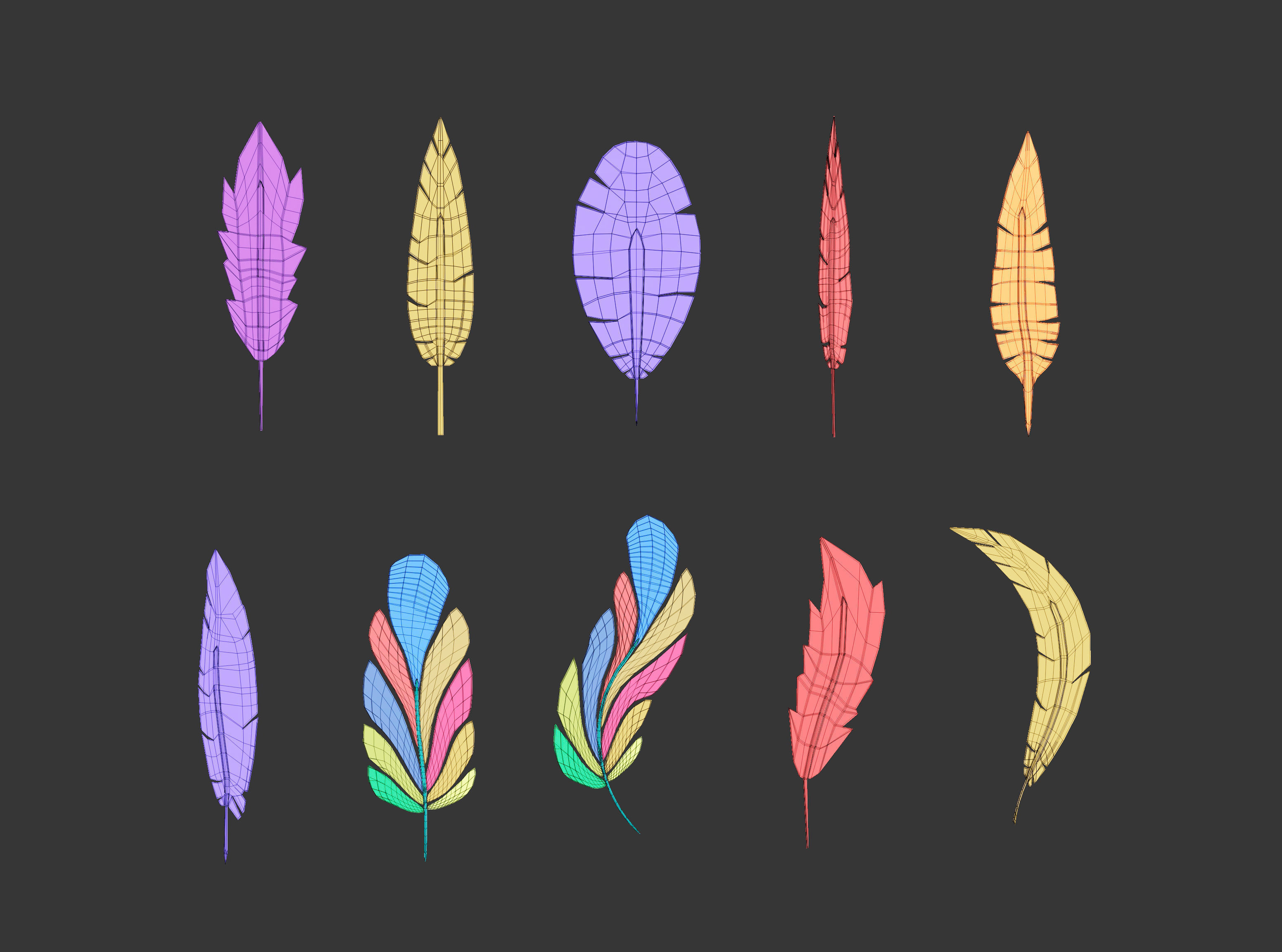 10 Low poly feather IMM brush set for Zbrush free 3D model | CGTrader
