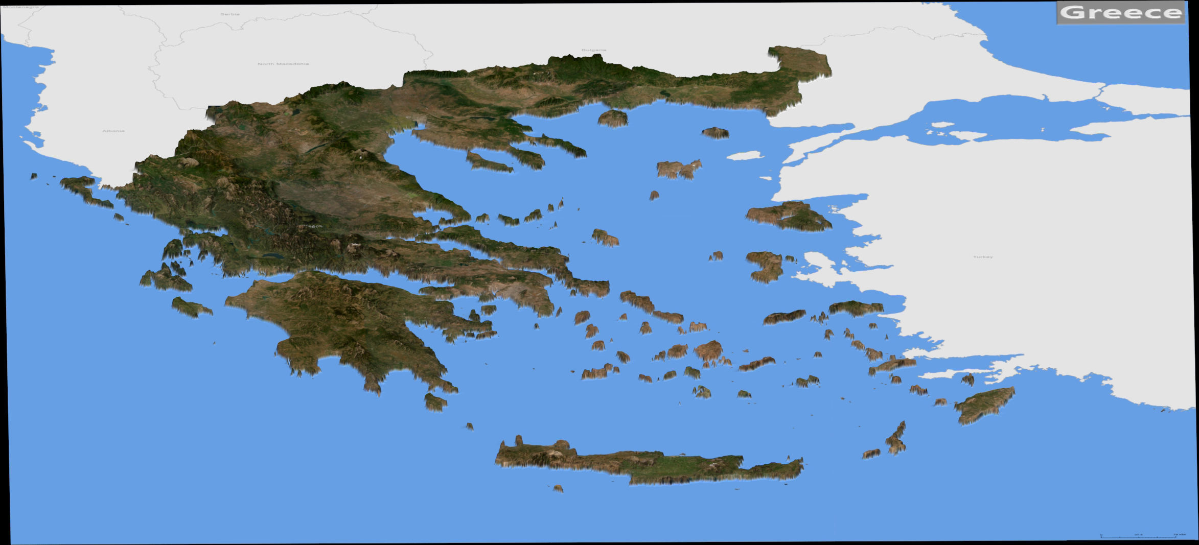 Greece Terrain Topography Elevation DEM Geography Landscape 3D model ...