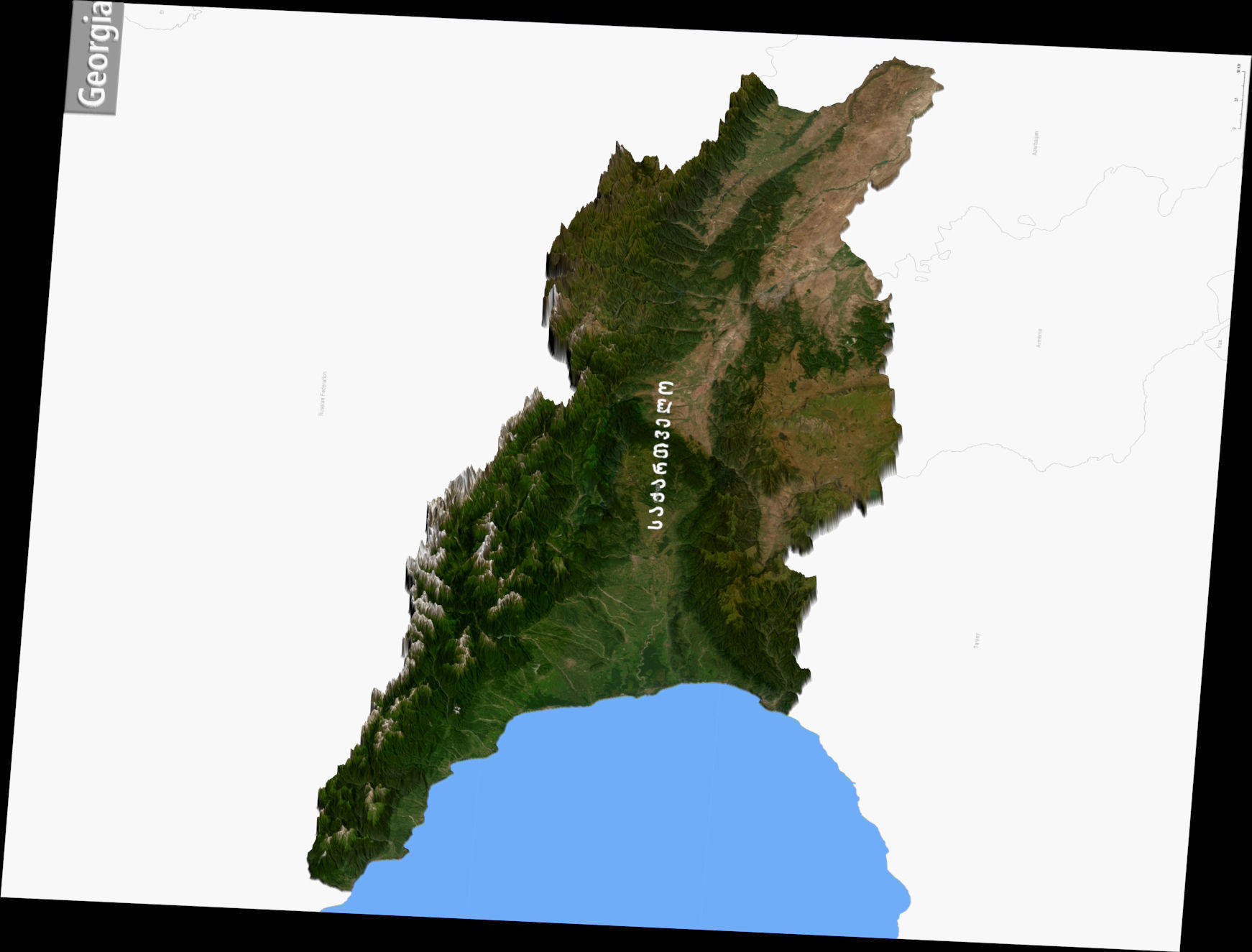 Georgia Terrain Topography Elevation DEM Geography Landscape 3D model ...