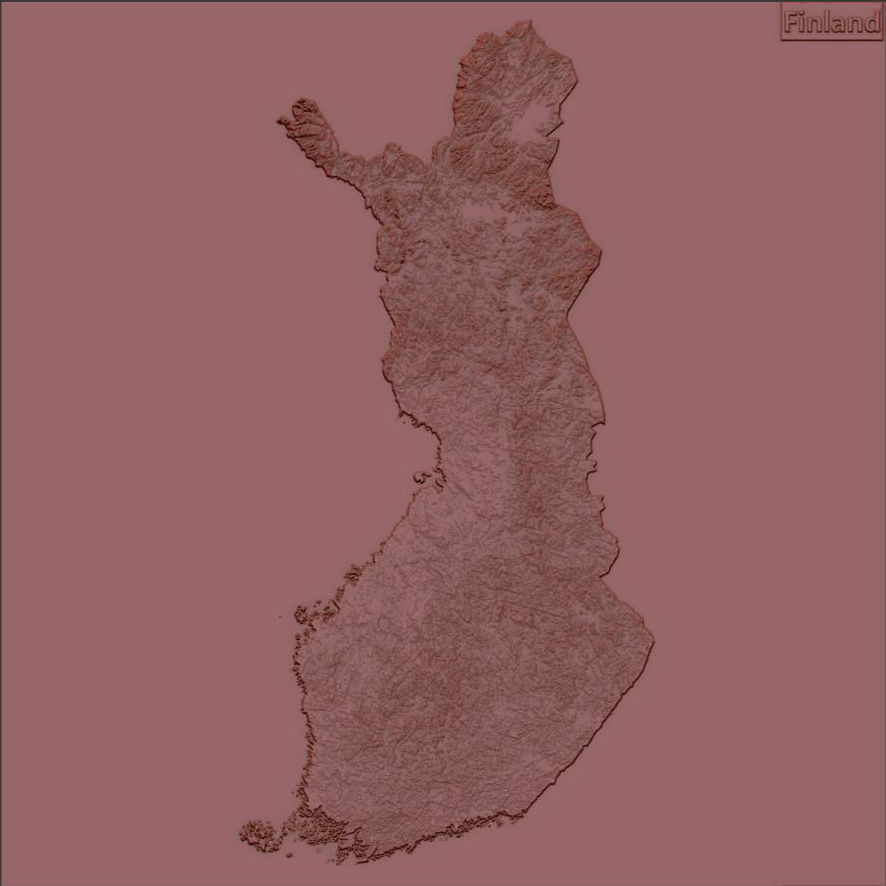 Finland Terrain Topography Elevation DEM Geography Landscape 3D model ...