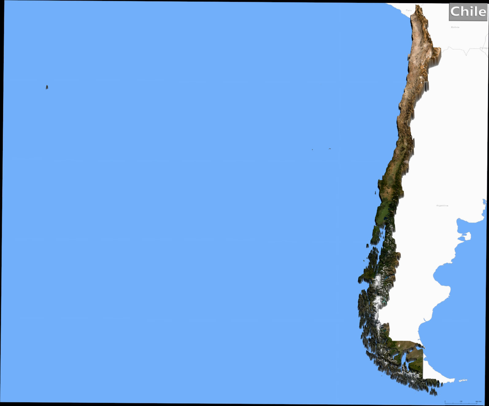 Chile Terrain Topography Elevation DEM Geography Landscape 3D model ...
