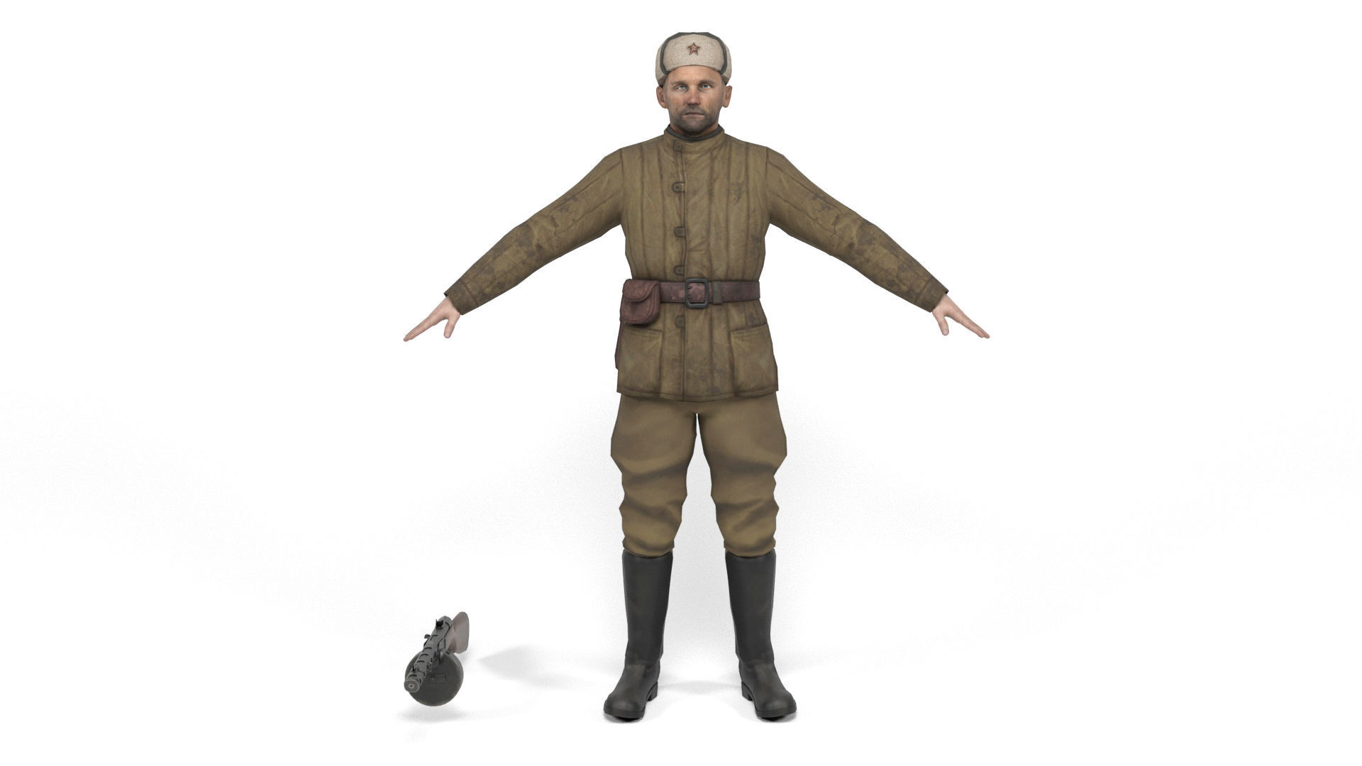 3D model Soviet soldier VR / AR / low-poly rigged animated | CGTrader