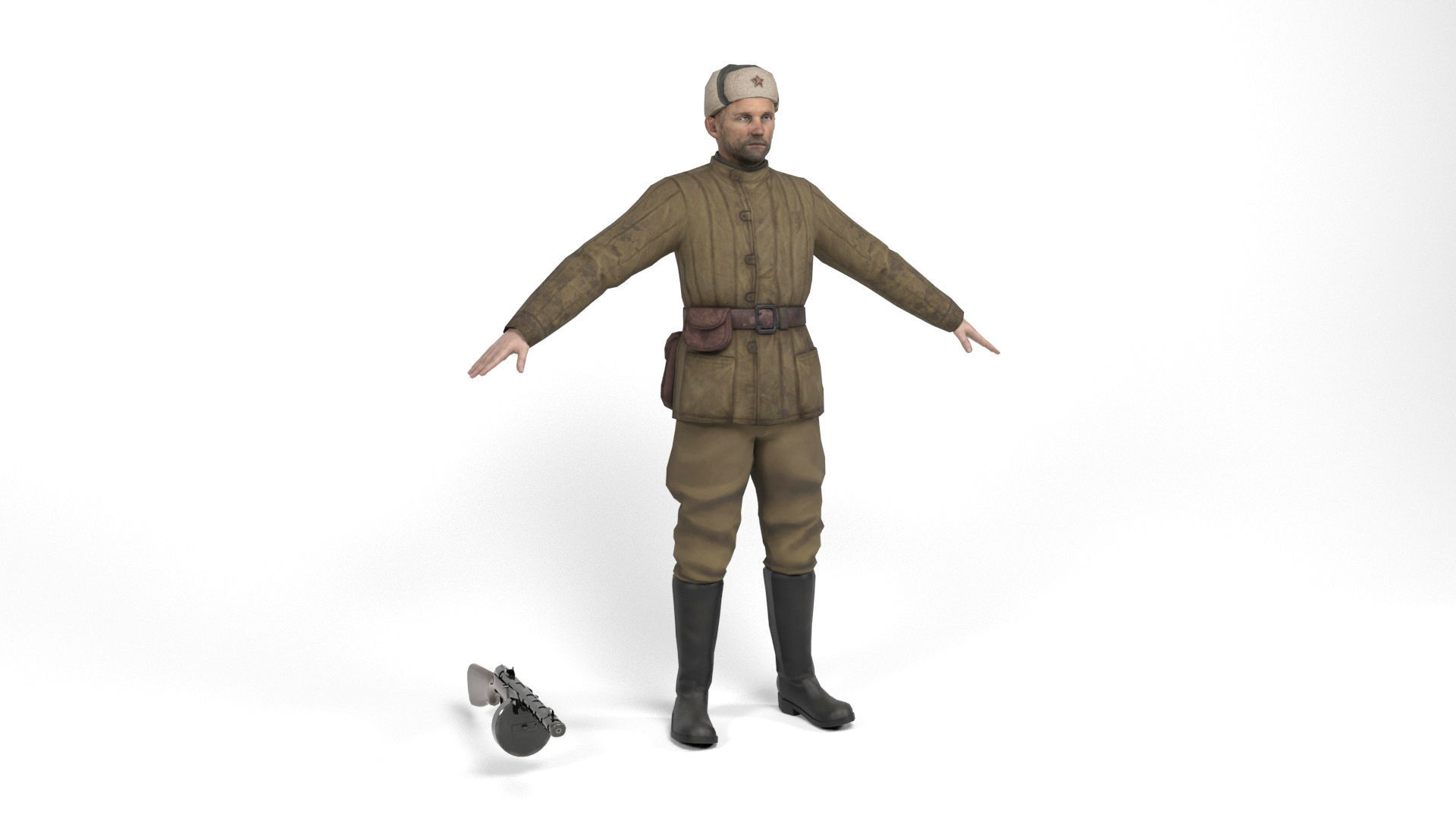 3D model Soviet soldier VR / AR / low-poly rigged animated | CGTrader