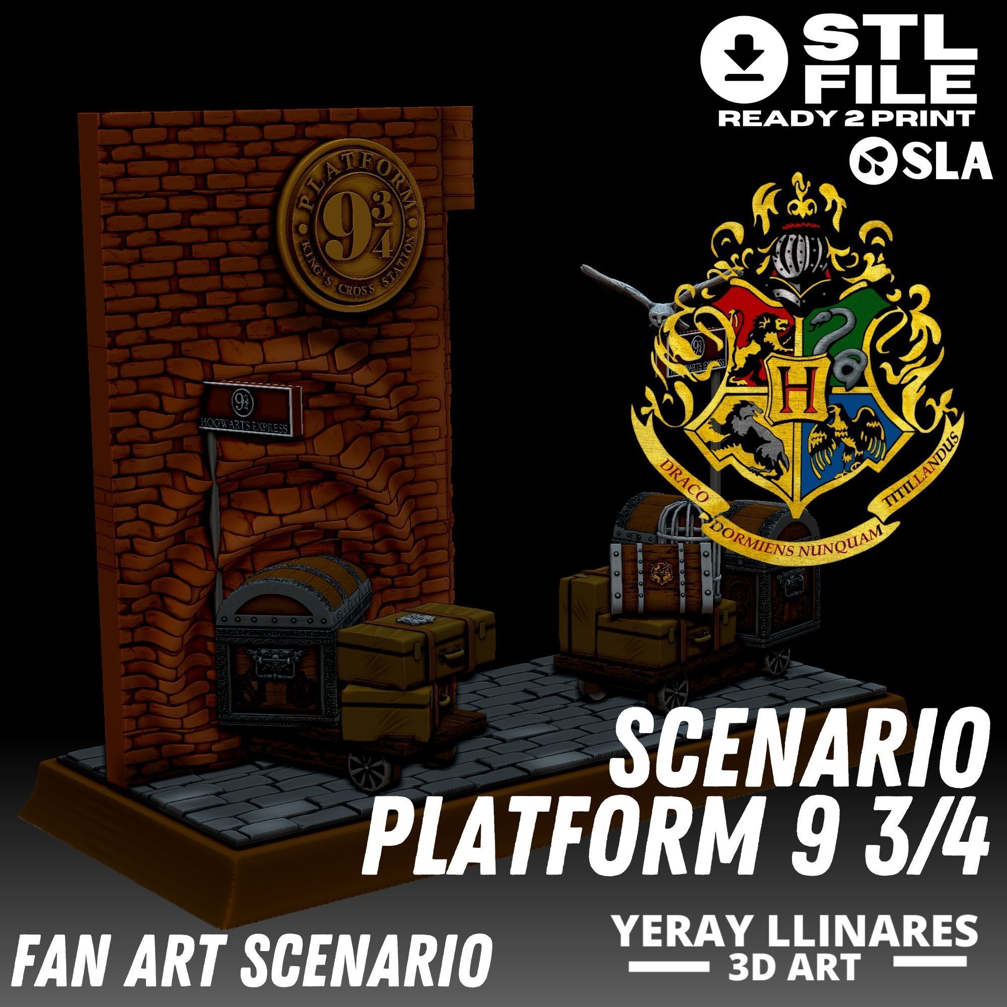 SCENARIO HARRY POTTER PLATFORM 9 DIORAMA 3D model 3D printable | CGTrader
