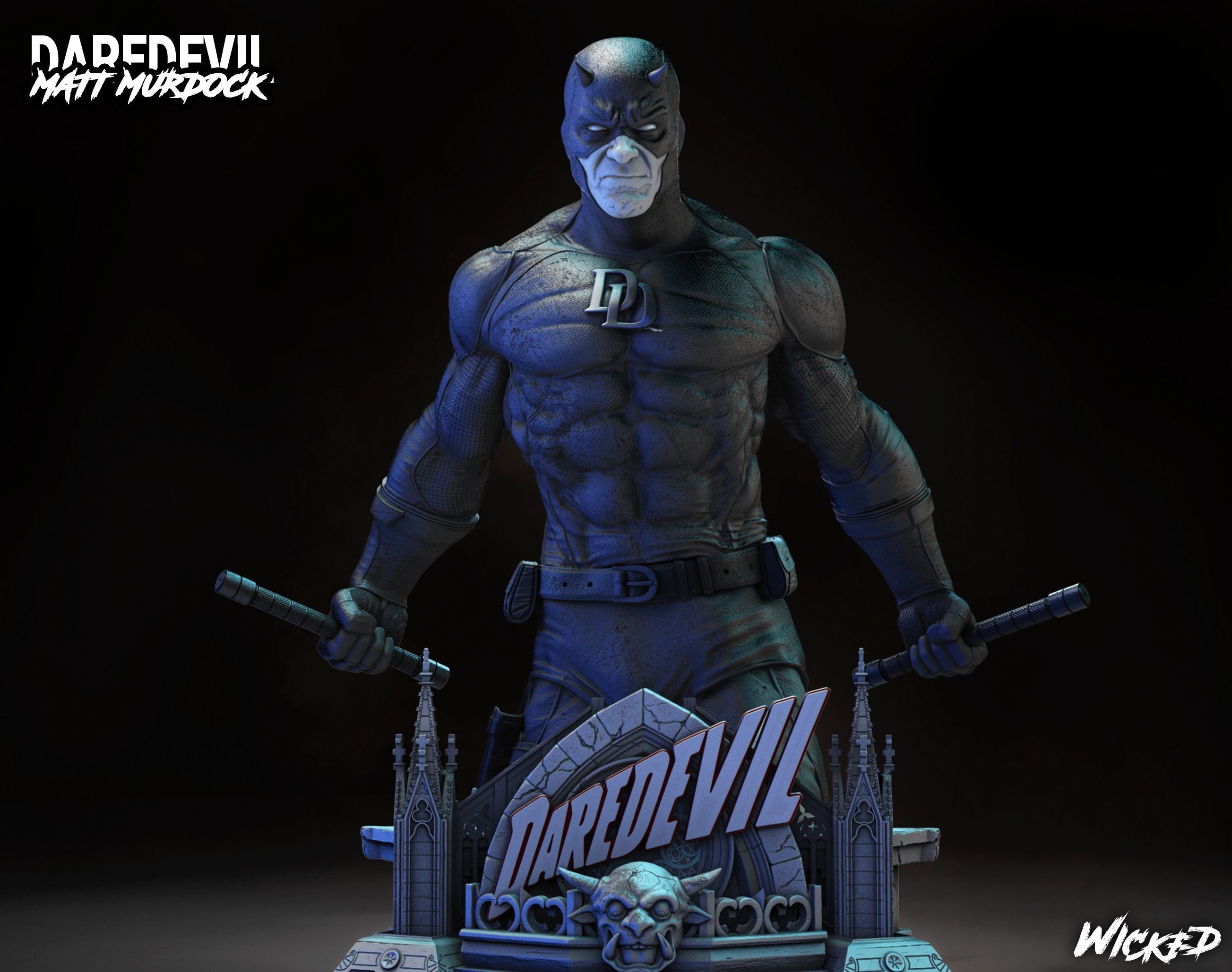Wicked Marvel Daredevil Bust ready for 3d printing 3D model 3D ...