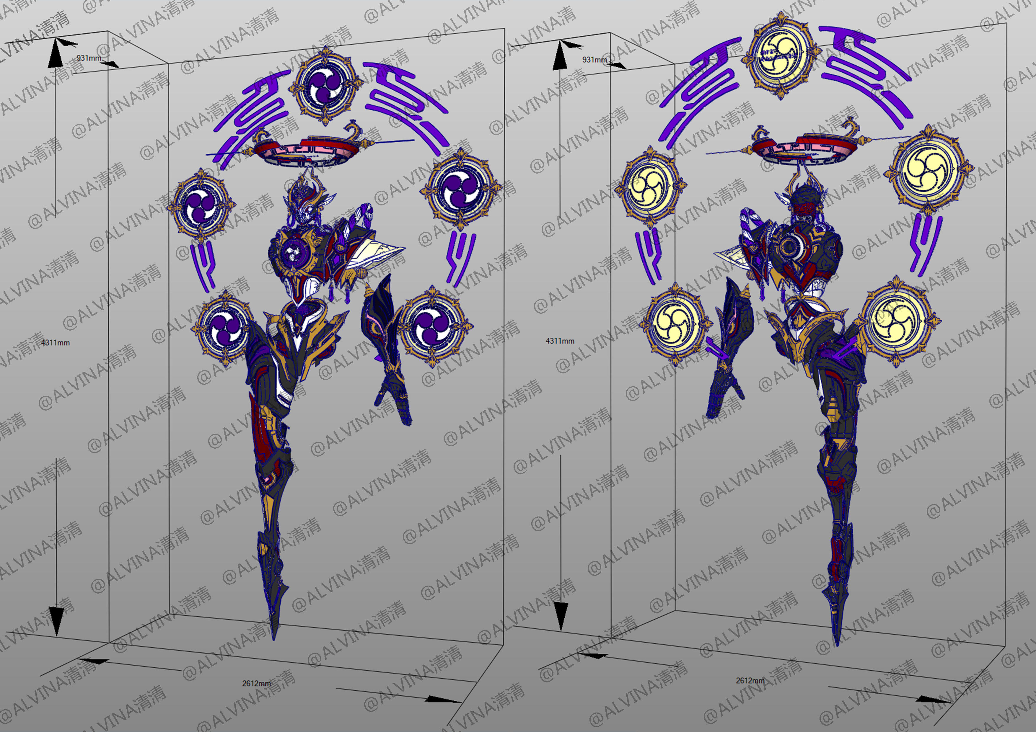 3D model MiHoYo Genshin impact Scaramouche pepakura Full VR / AR / low ...