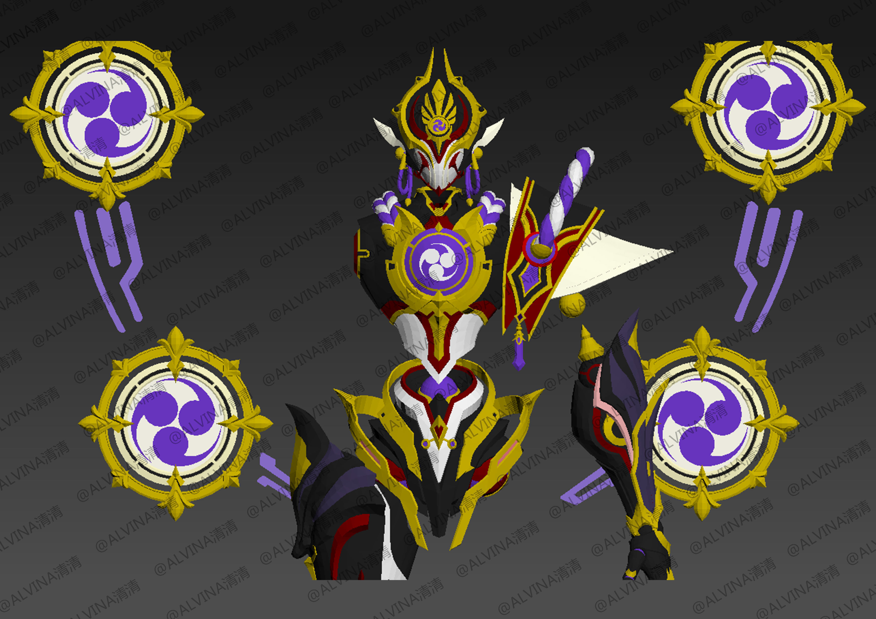 3D model MiHoYo Genshin impact Scaramouche pepakura Full VR / AR / low ...