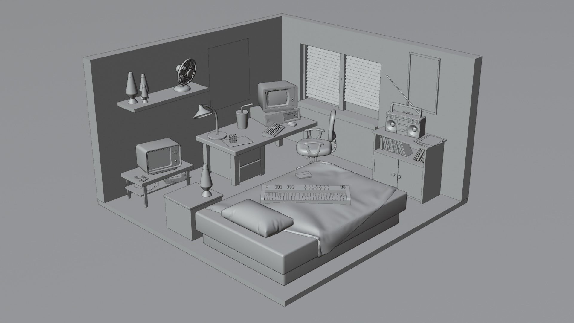 3D model Low-Poly 90s Retro Game Room VR / AR / low-poly | CGTrader