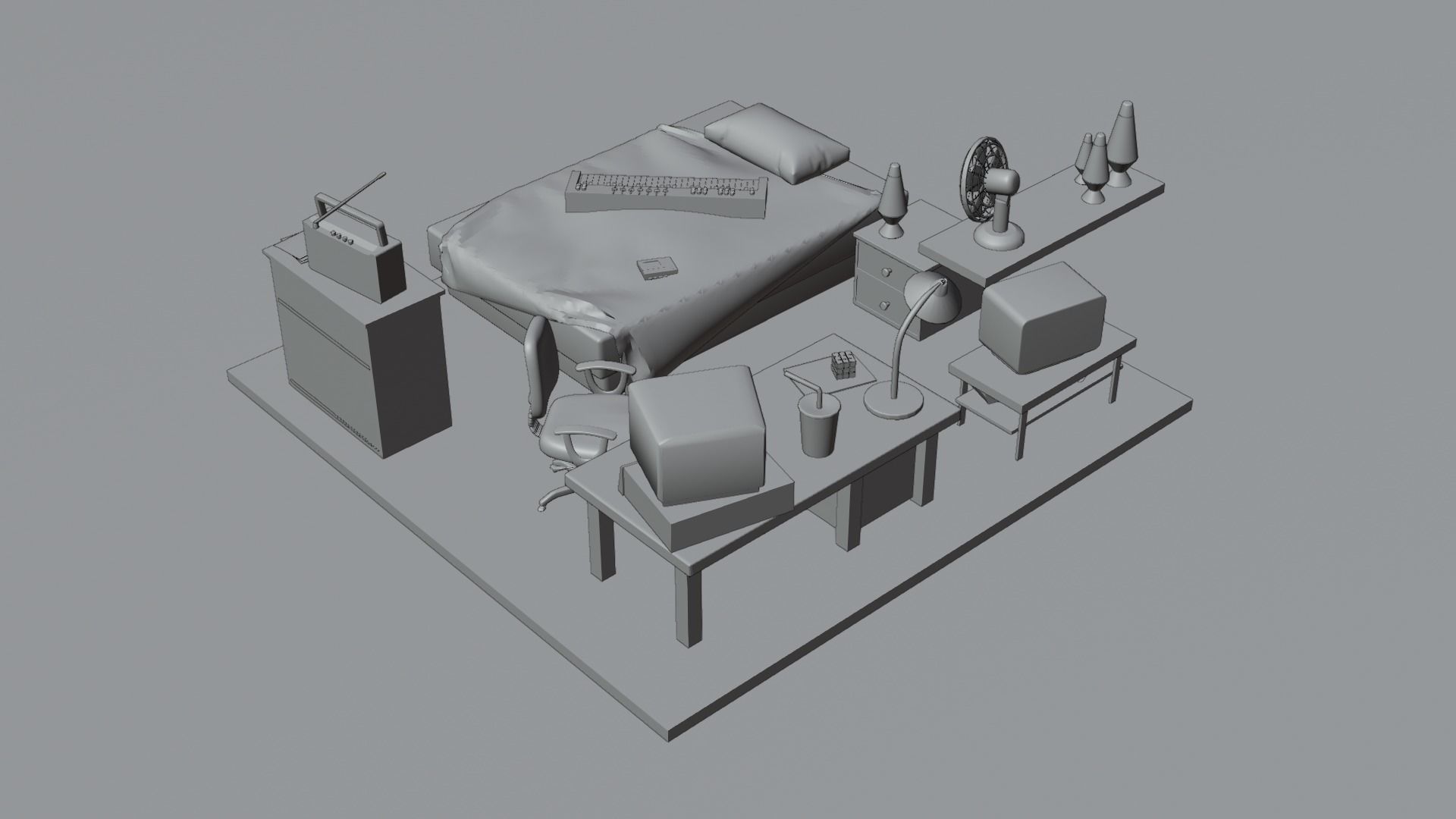 3D model Low-Poly 90s Retro Game Room VR / AR / low-poly | CGTrader