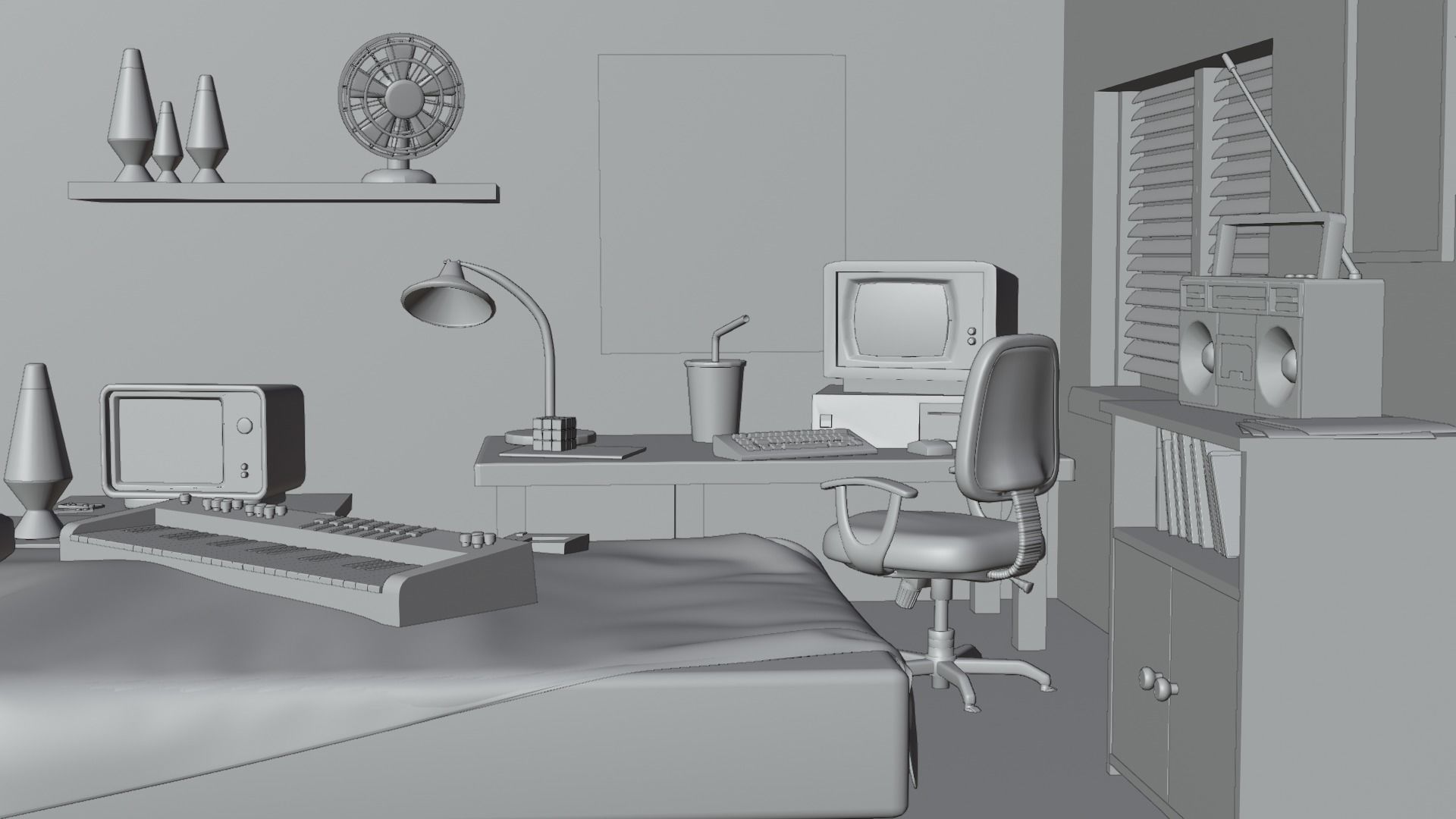 3D model Low-Poly 90s Retro Game Room VR / AR / low-poly | CGTrader