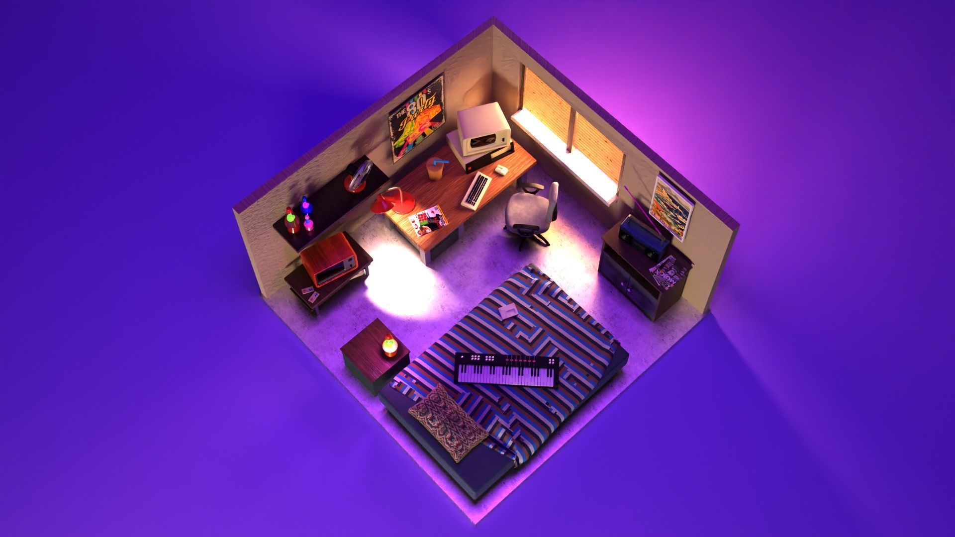 3D model Low-Poly 90s Retro Game Room VR / AR / low-poly | CGTrader