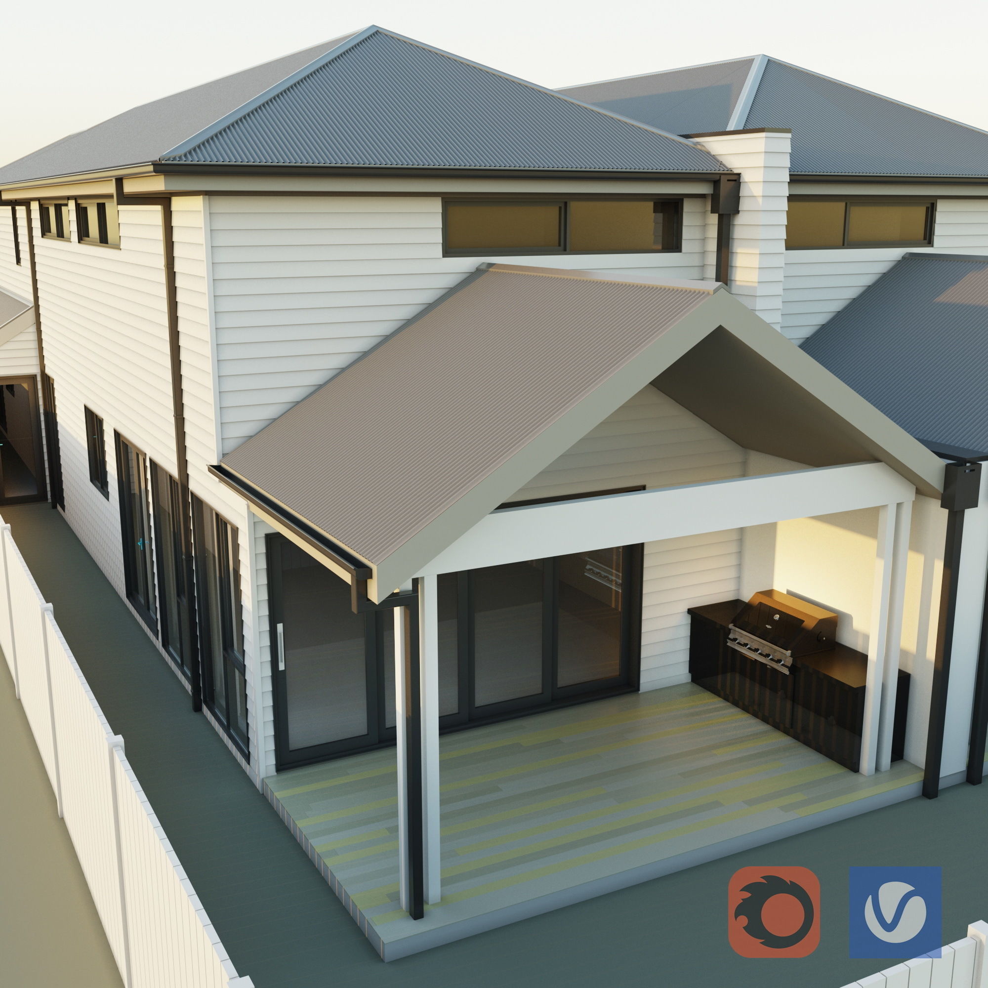 Double story house for backgrounds-no textures 3D model | CGTrader
