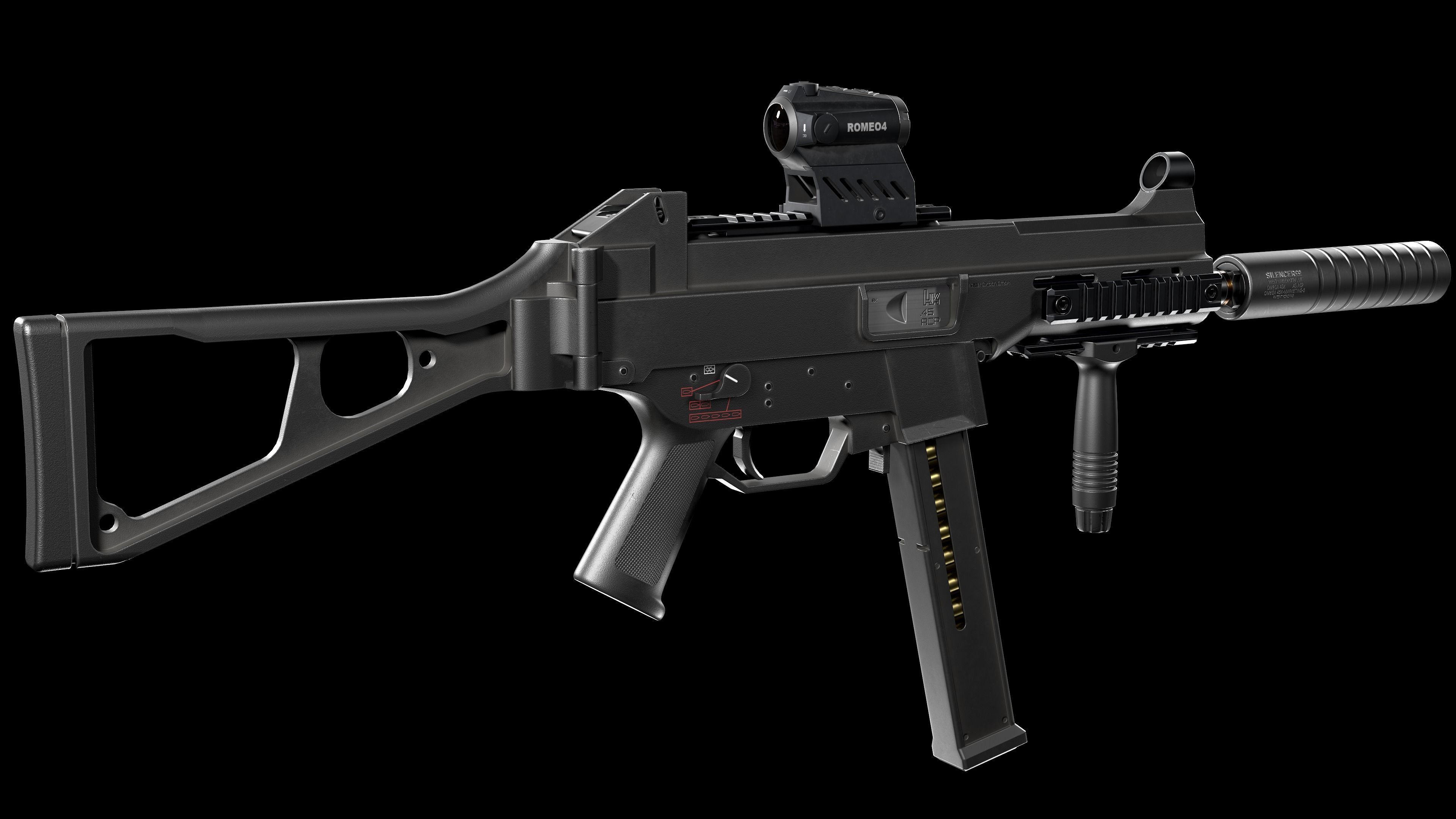 3D model Tactical SMG Heckler and Koch UMP 45 ACP VR / AR / low-poly ...