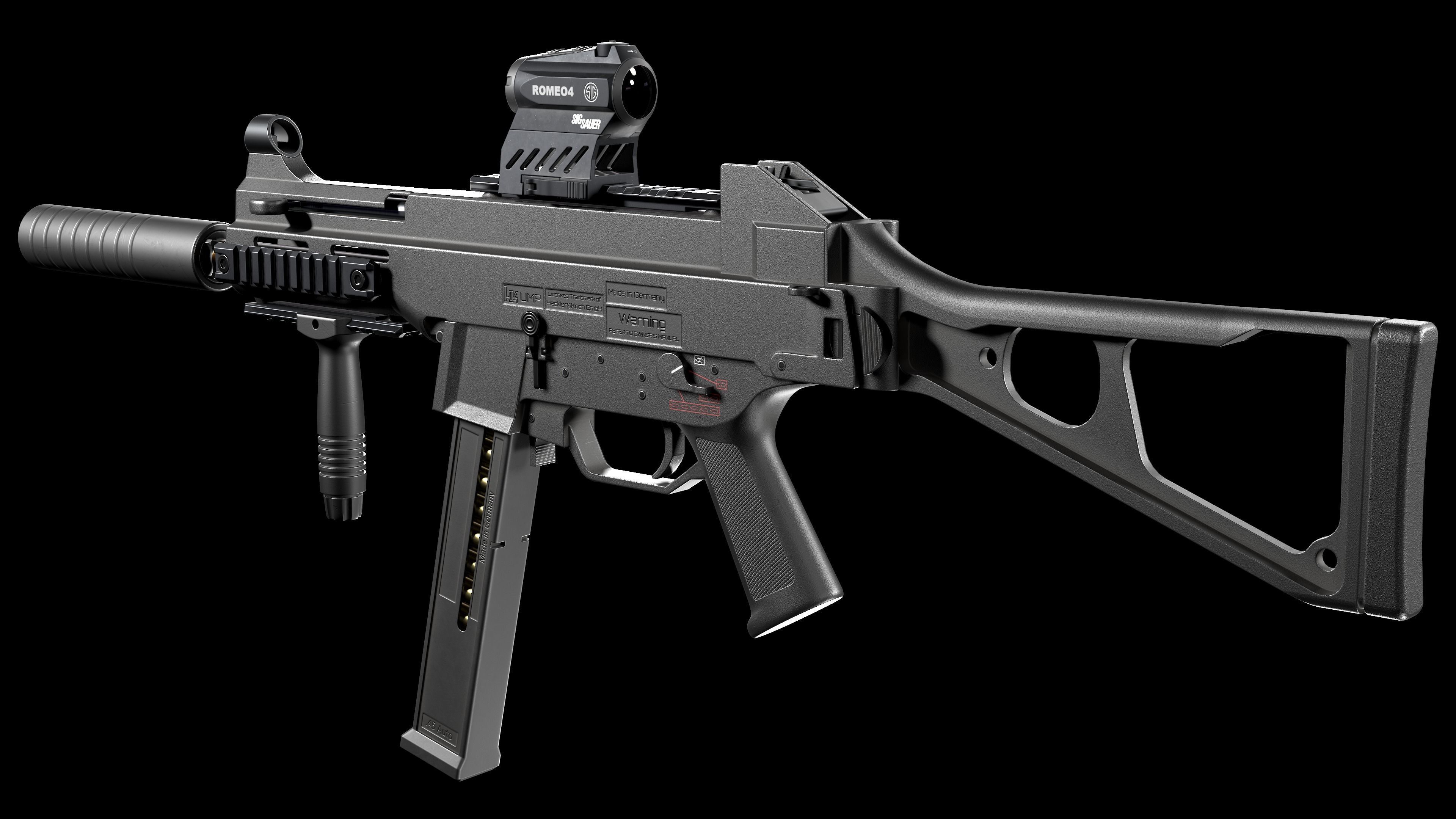 3D model Tactical SMG Heckler and Koch UMP 45 ACP VR / AR / low-poly ...
