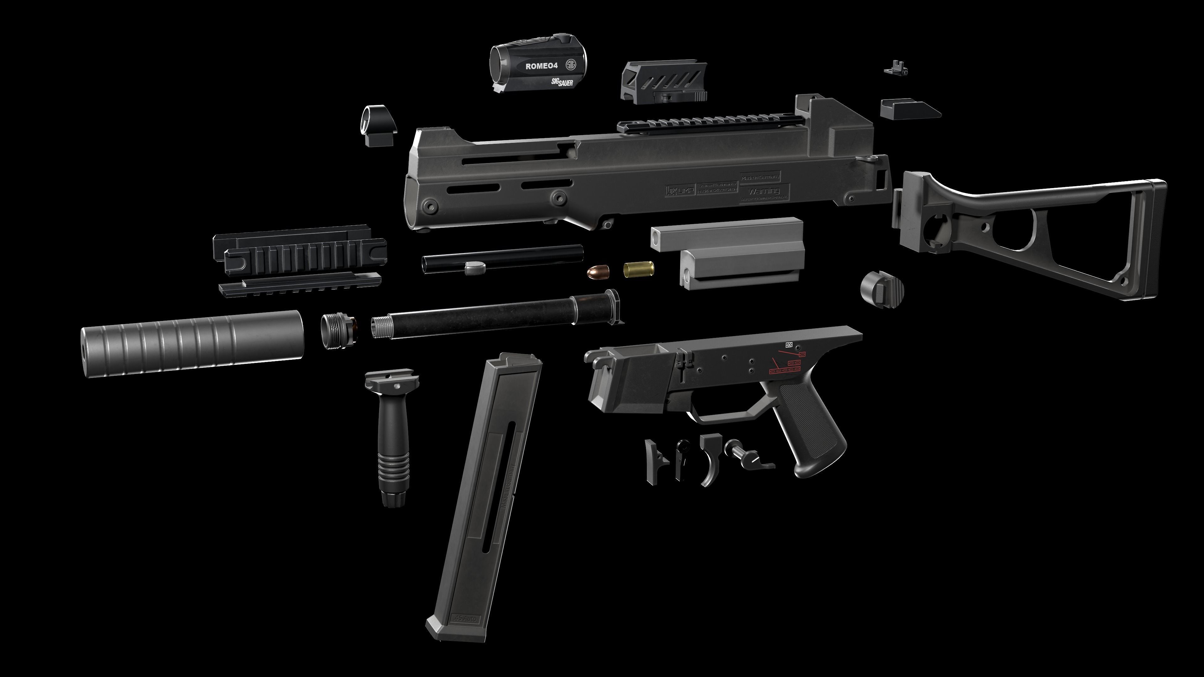 3D model Tactical SMG Heckler and Koch UMP 45 ACP VR / AR / low-poly ...