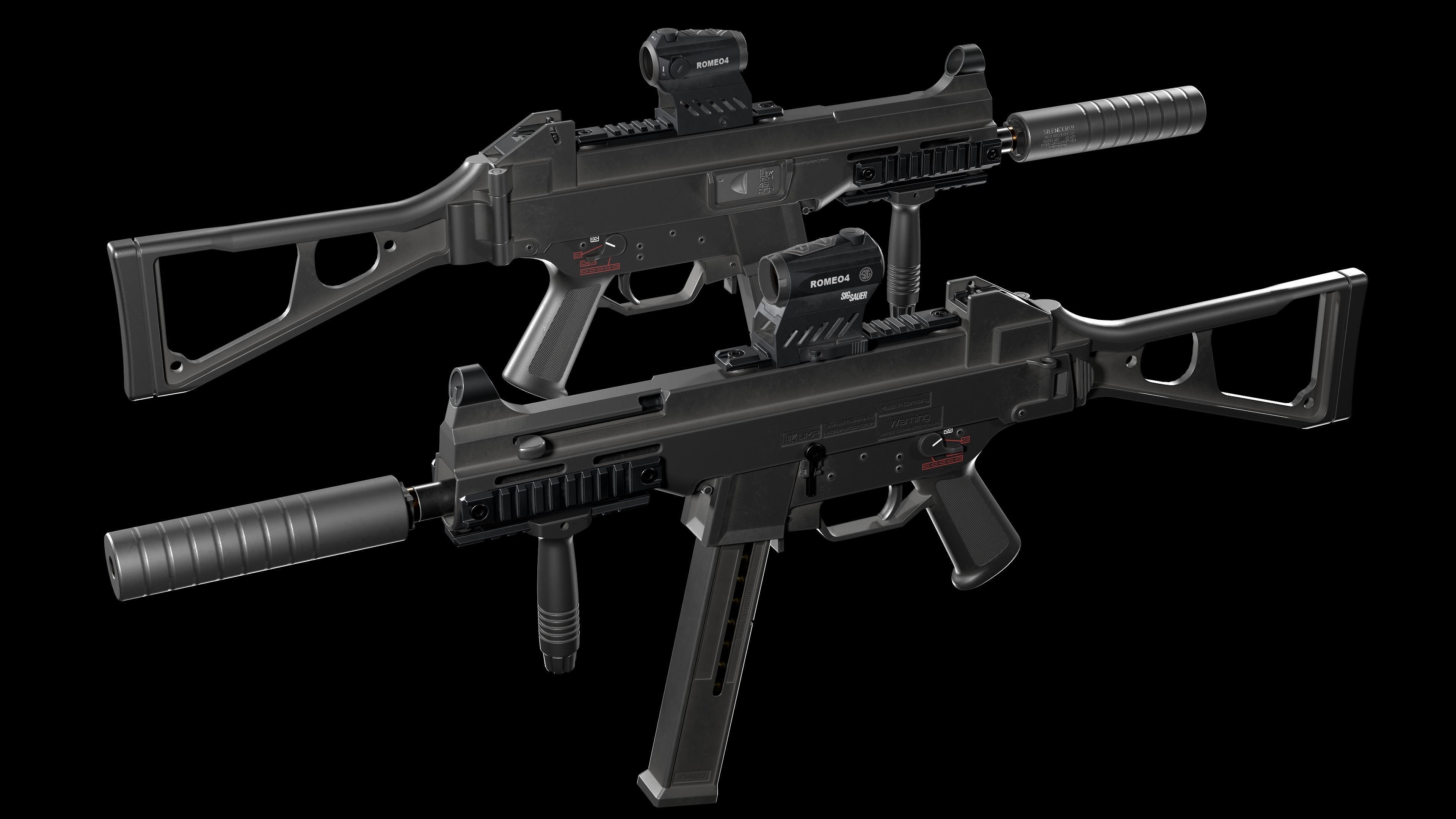 3D model Tactical SMG Heckler and Koch UMP 45 ACP VR / AR / low-poly | CGTrader