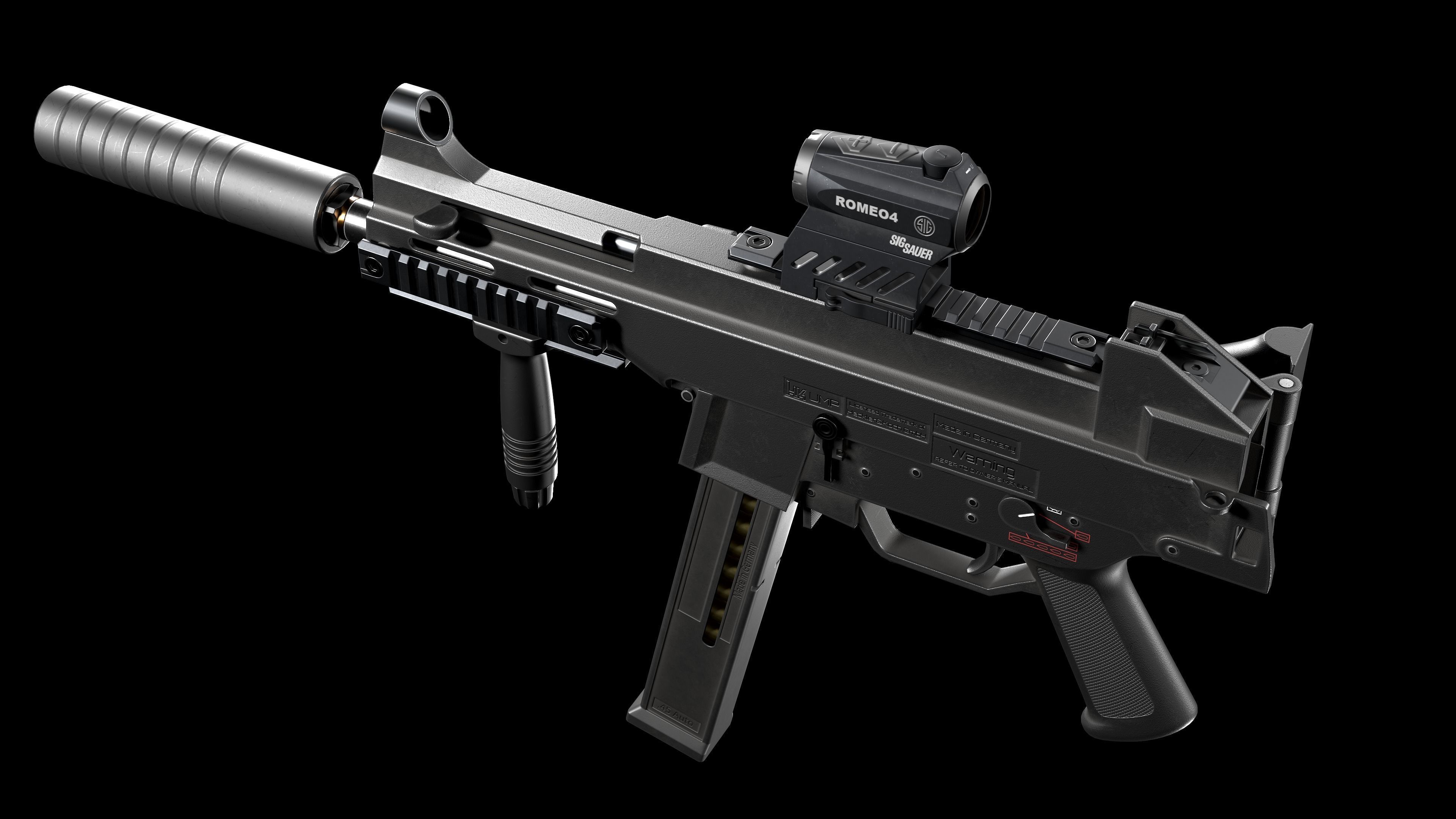 3D model Tactical SMG Heckler and Koch UMP 45 ACP VR / AR / low-poly | CGTrader