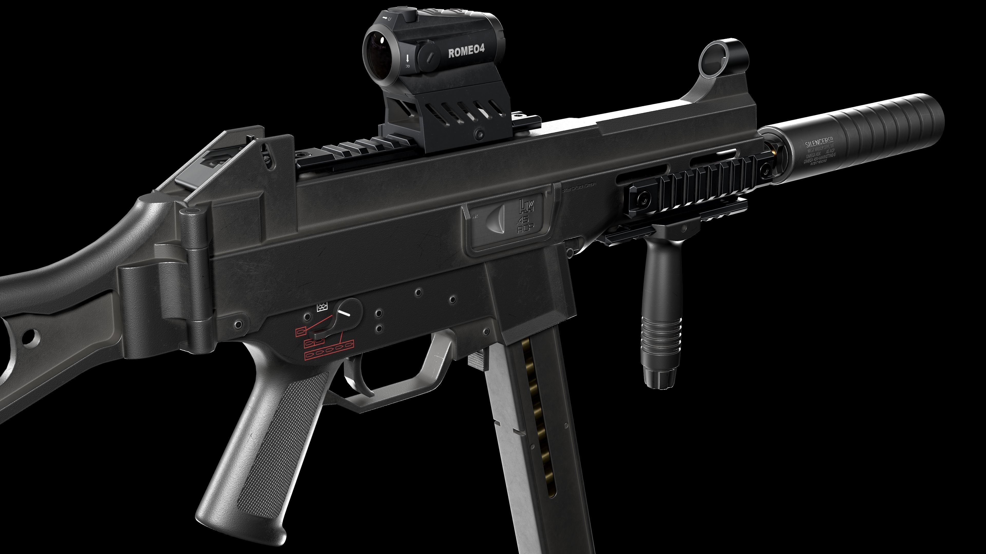 3D model Tactical SMG Heckler and Koch UMP 45 ACP VR / AR / low-poly | CGTrader