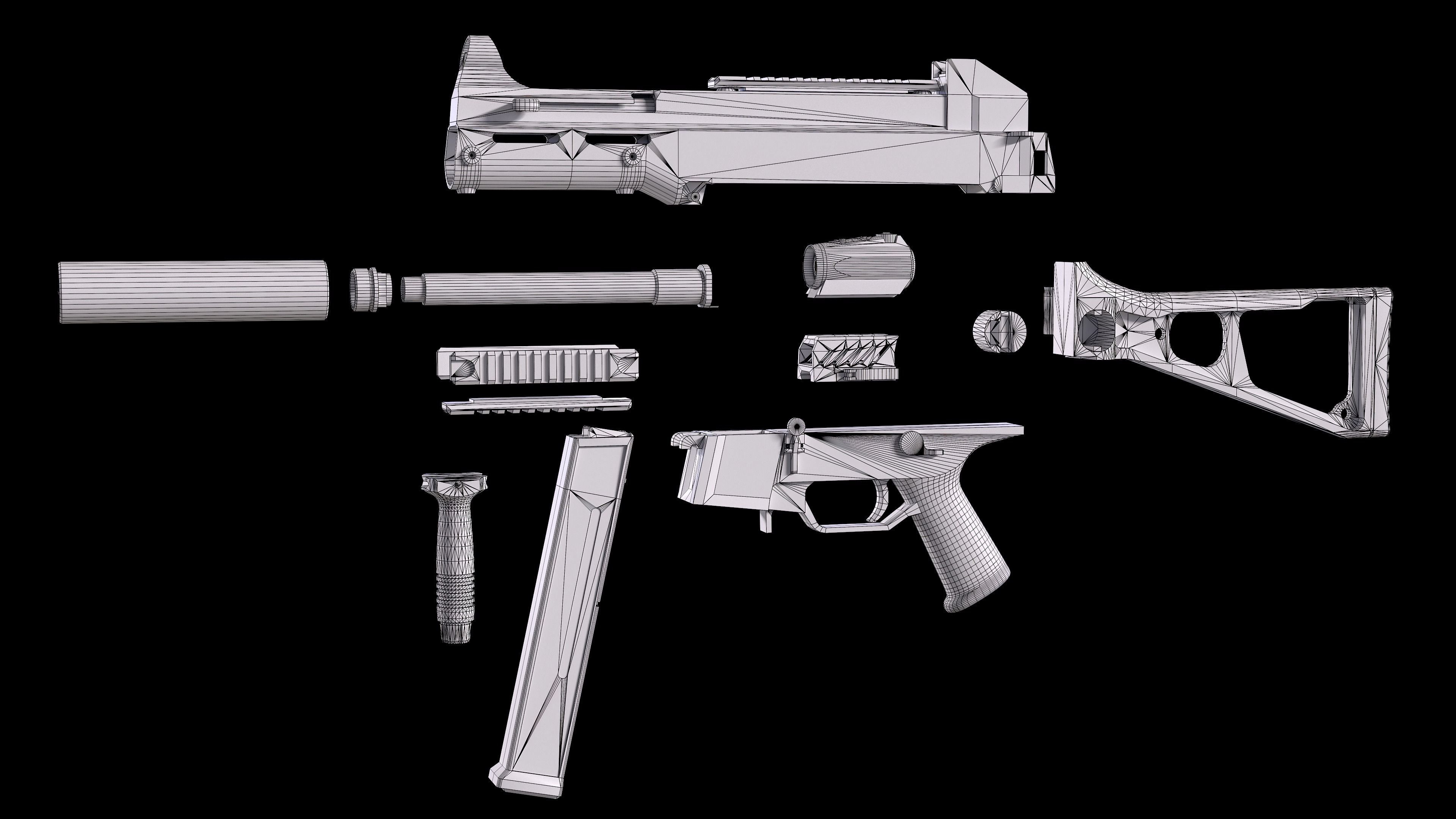 3D model Tactical SMG Heckler and Koch UMP 45 ACP VR / AR / low-poly ...