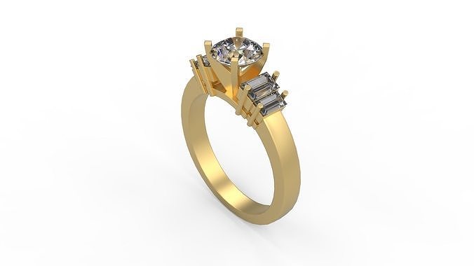 Woman Solitaire Ring 770 3D model 3D printable | CGTrader