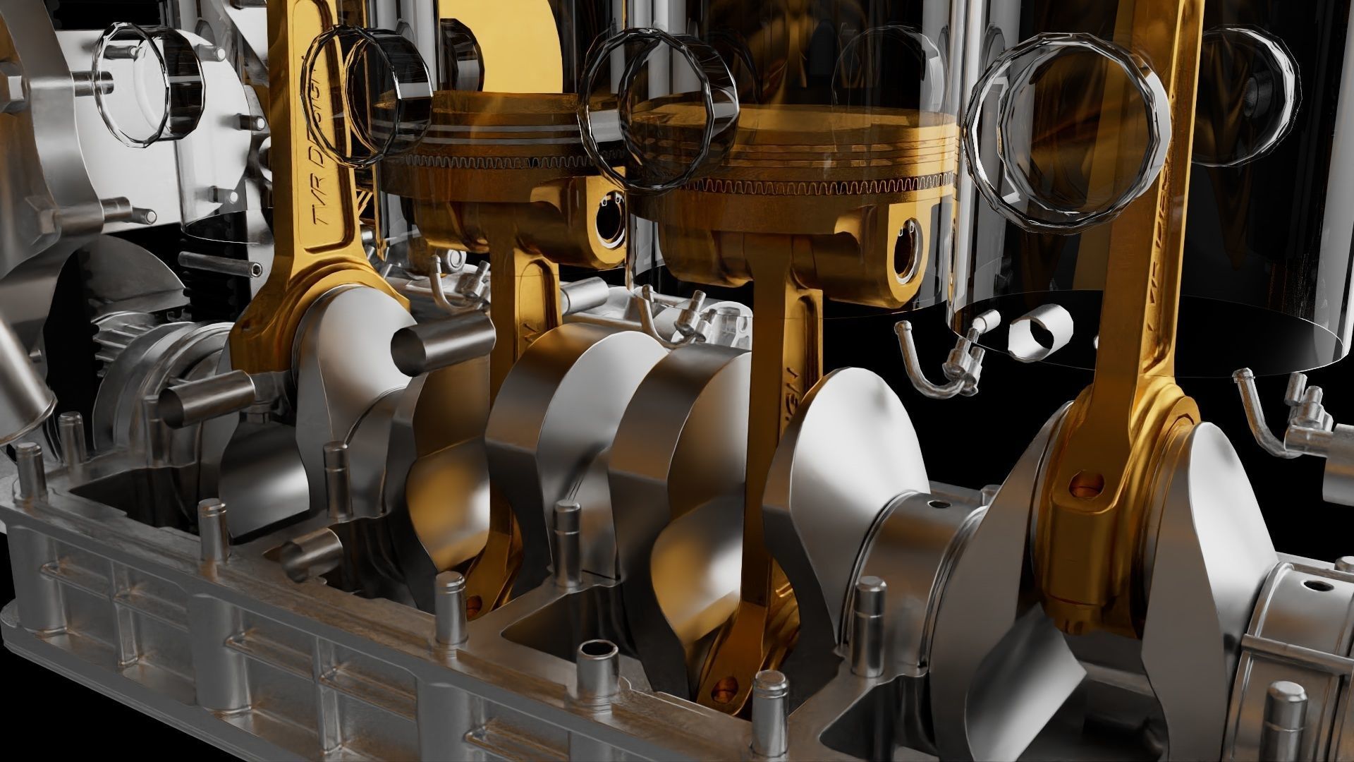 V4 car piston engine 3D model 3D printable | CGTrader