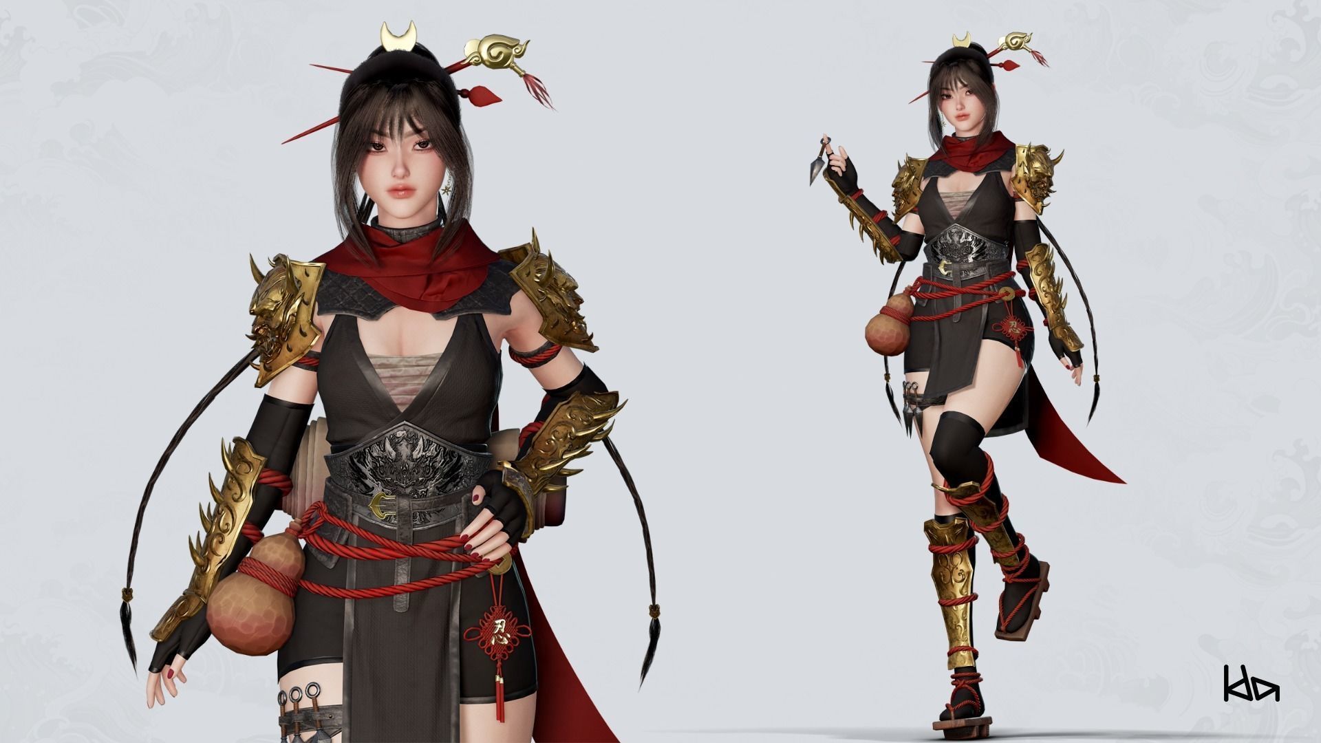 3D model Shinobi Girl Akane - Game Ready VR / AR / low-poly | CGTrader