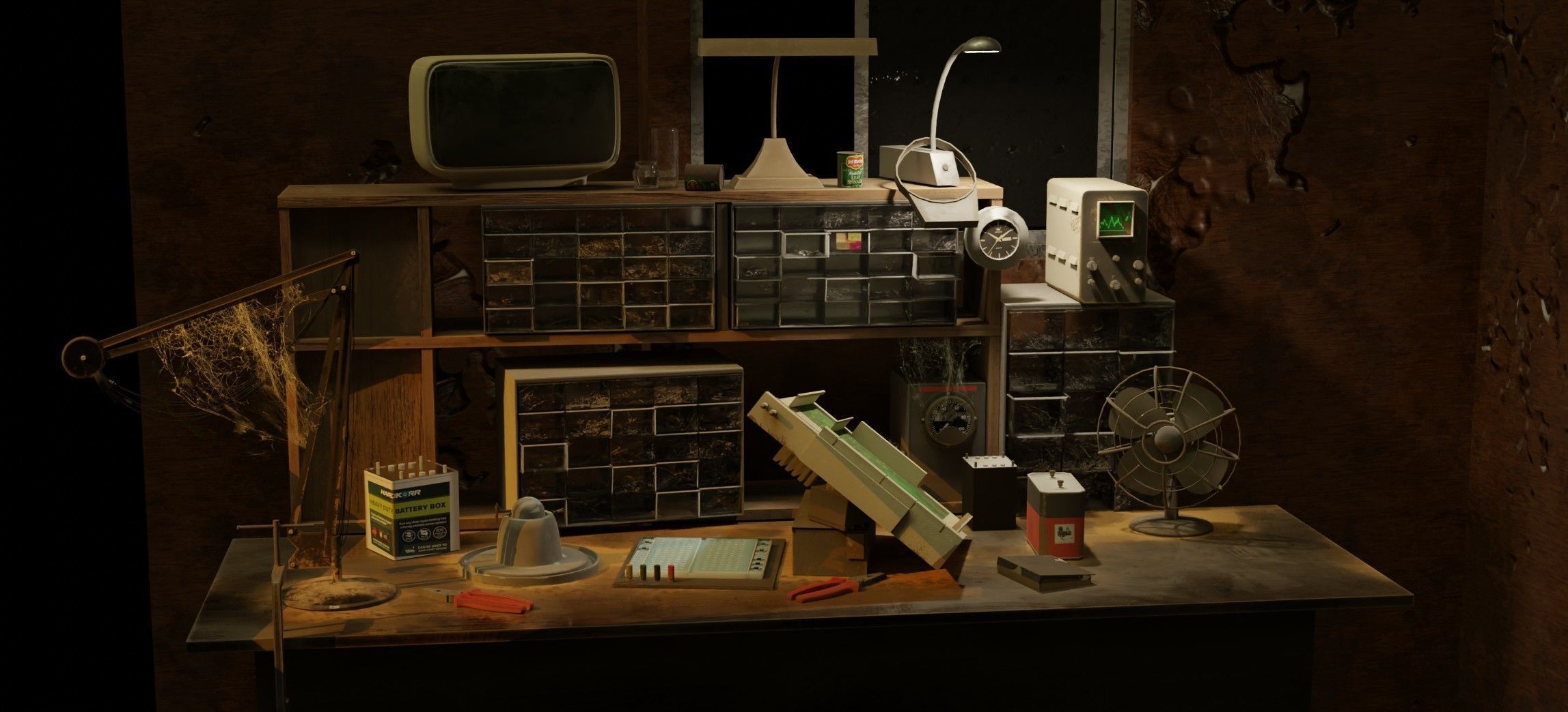 3D model OLD VINTAGE WORK DESK CRAFTING TABLE 3D MODEL VR / AR / low ...