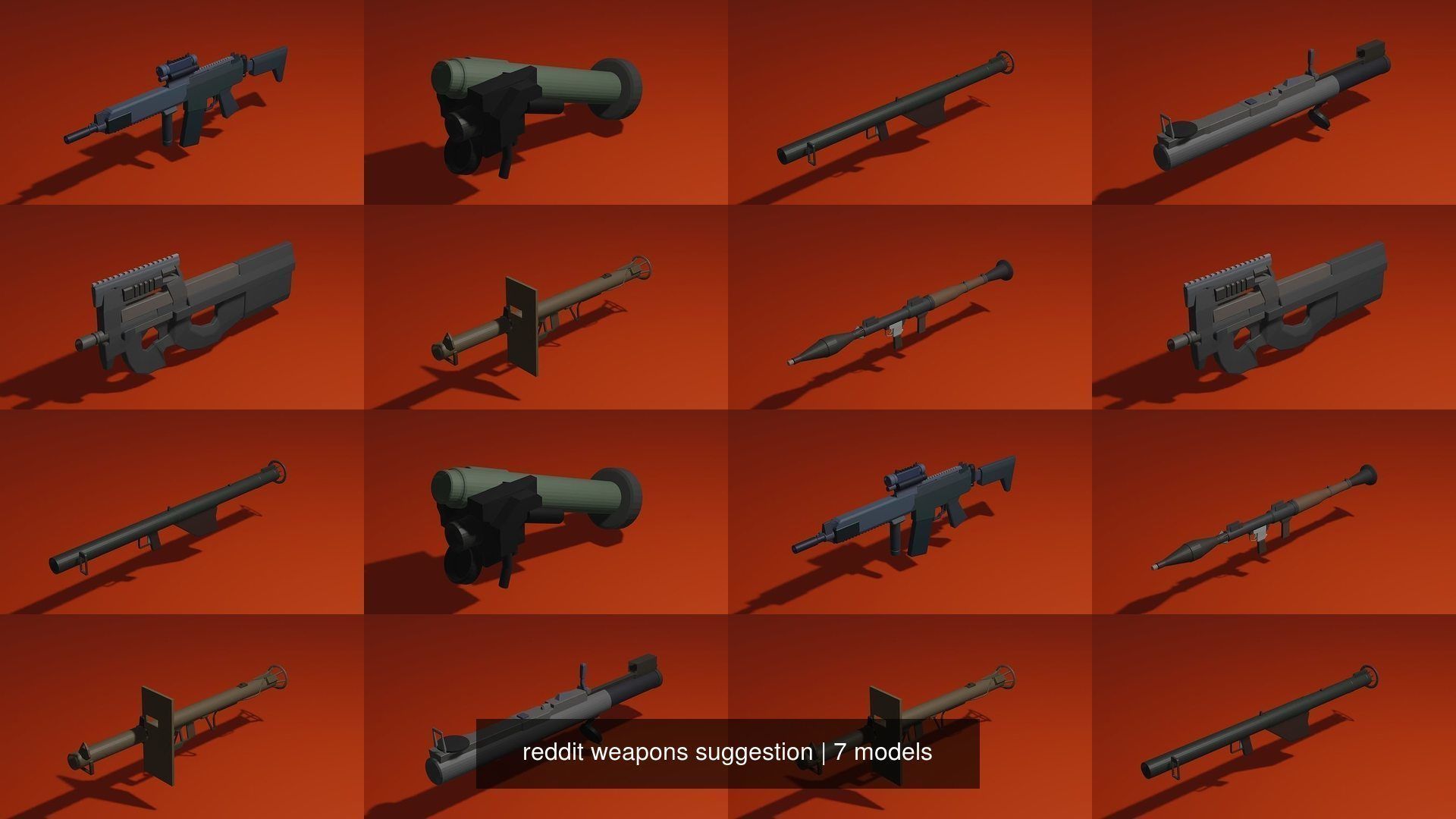 3D Model Collection reddit weapons suggestion VR / AR / low-poly | CGTrader