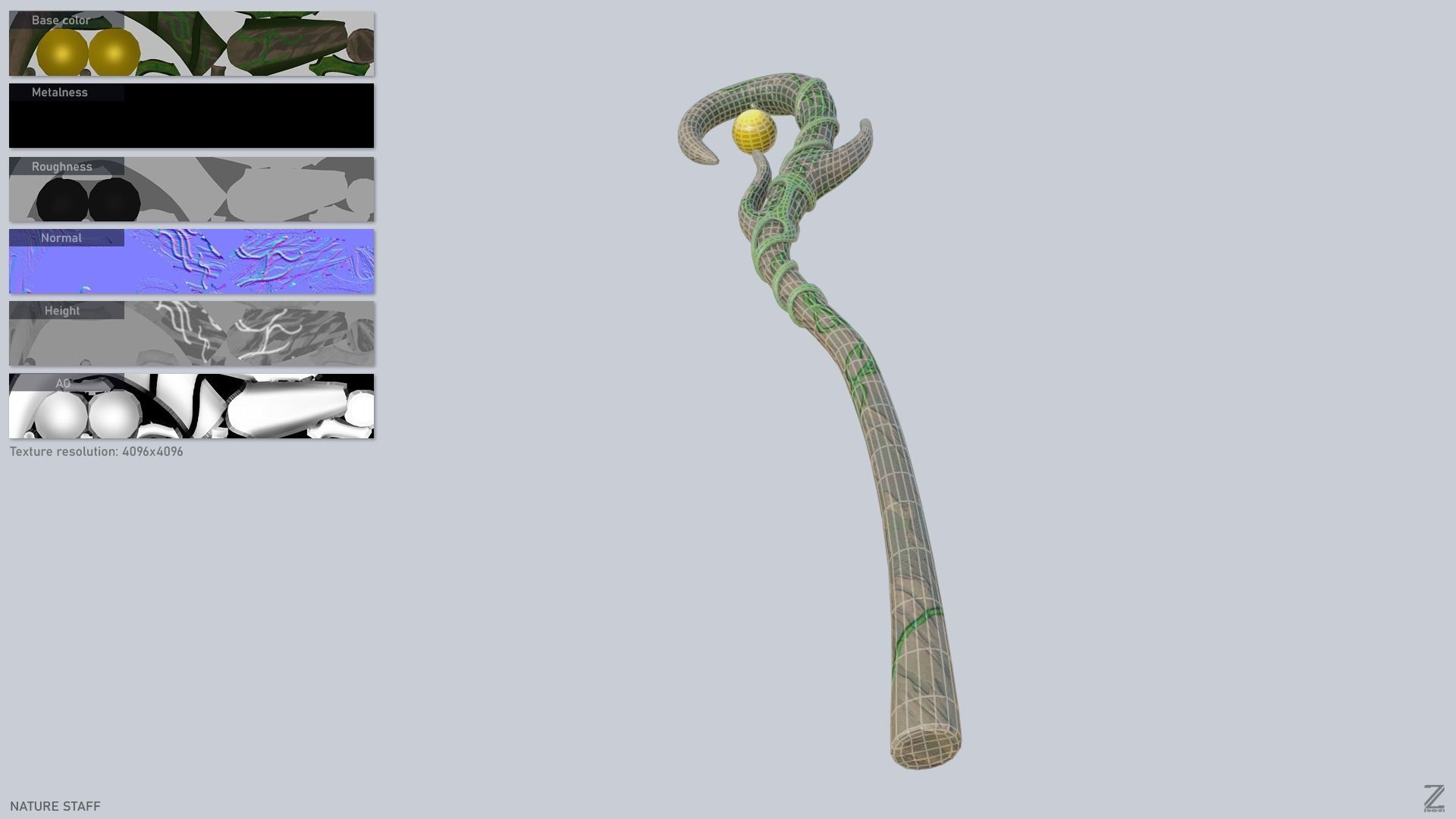 3D model Nature staff VR / AR / low-poly | CGTrader