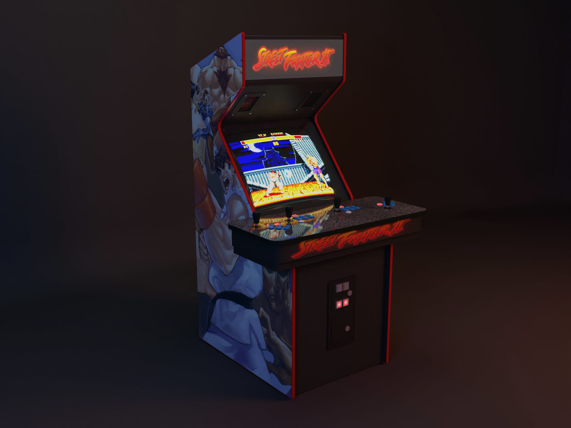 Street Figher II Arcade machine 3D model | CGTrader